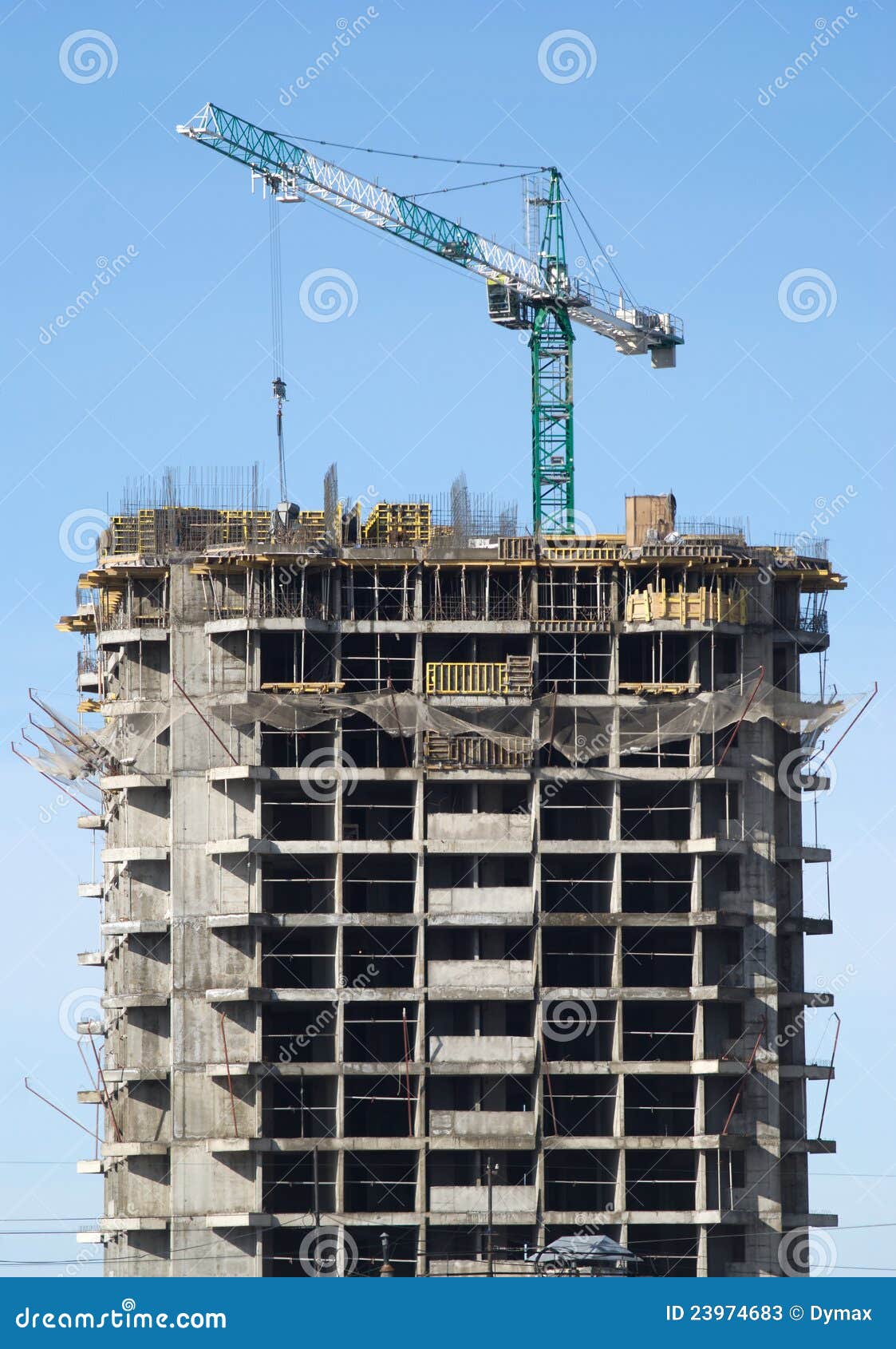 Big Hoisting Tower Crane and Construction Building Stock Image - Image ...