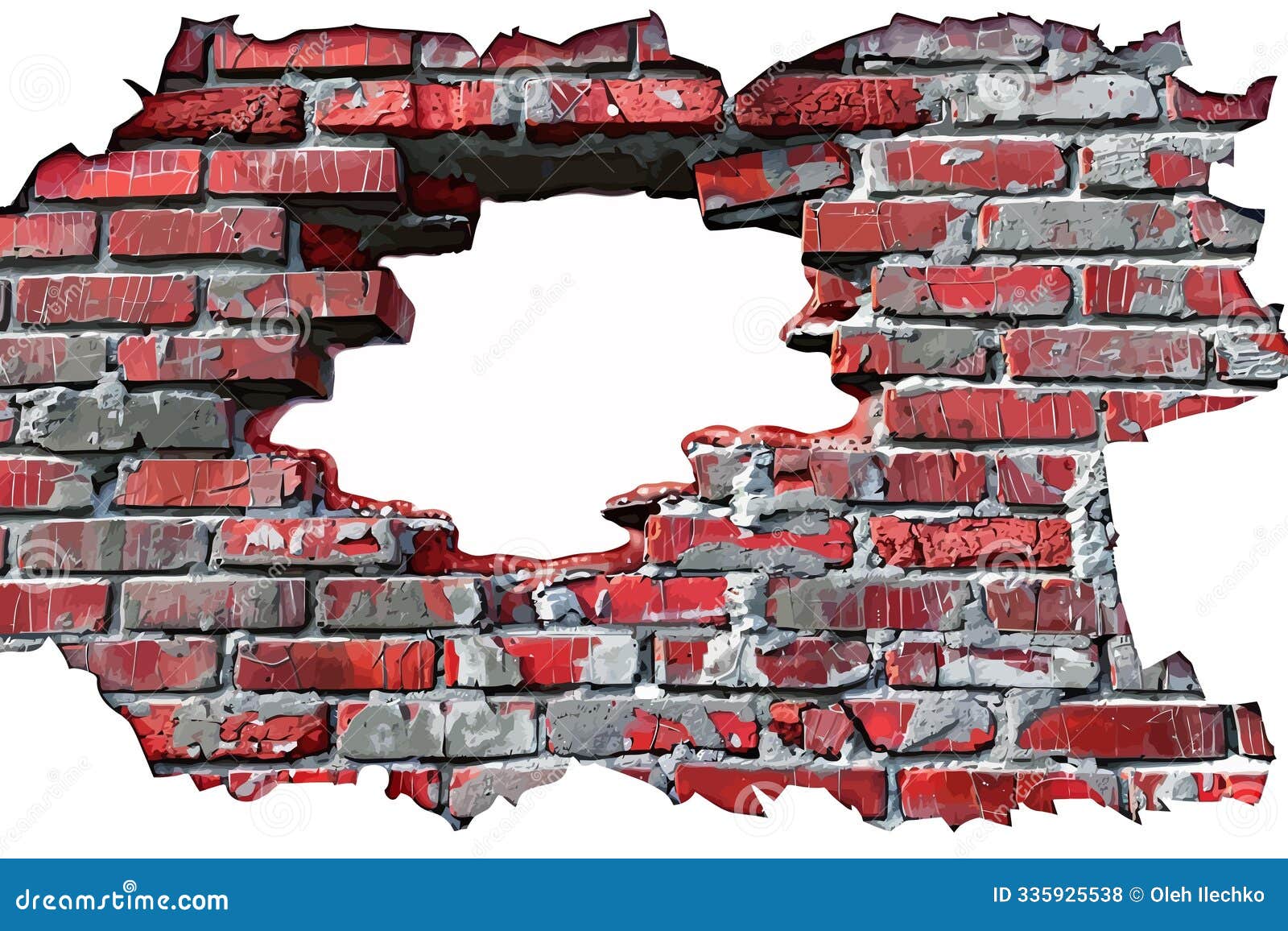 Big Hole in Red Brick Wall Stock Image Isolated Vector Style Stock ...