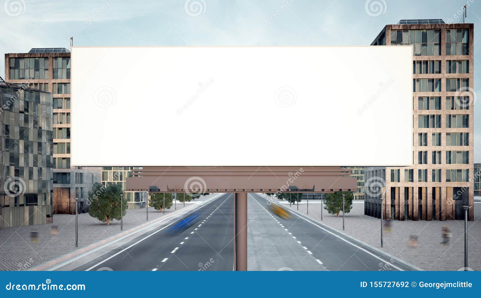 Big Horizontal Billboard 3d Rendering Mockup Stock Illustration ...