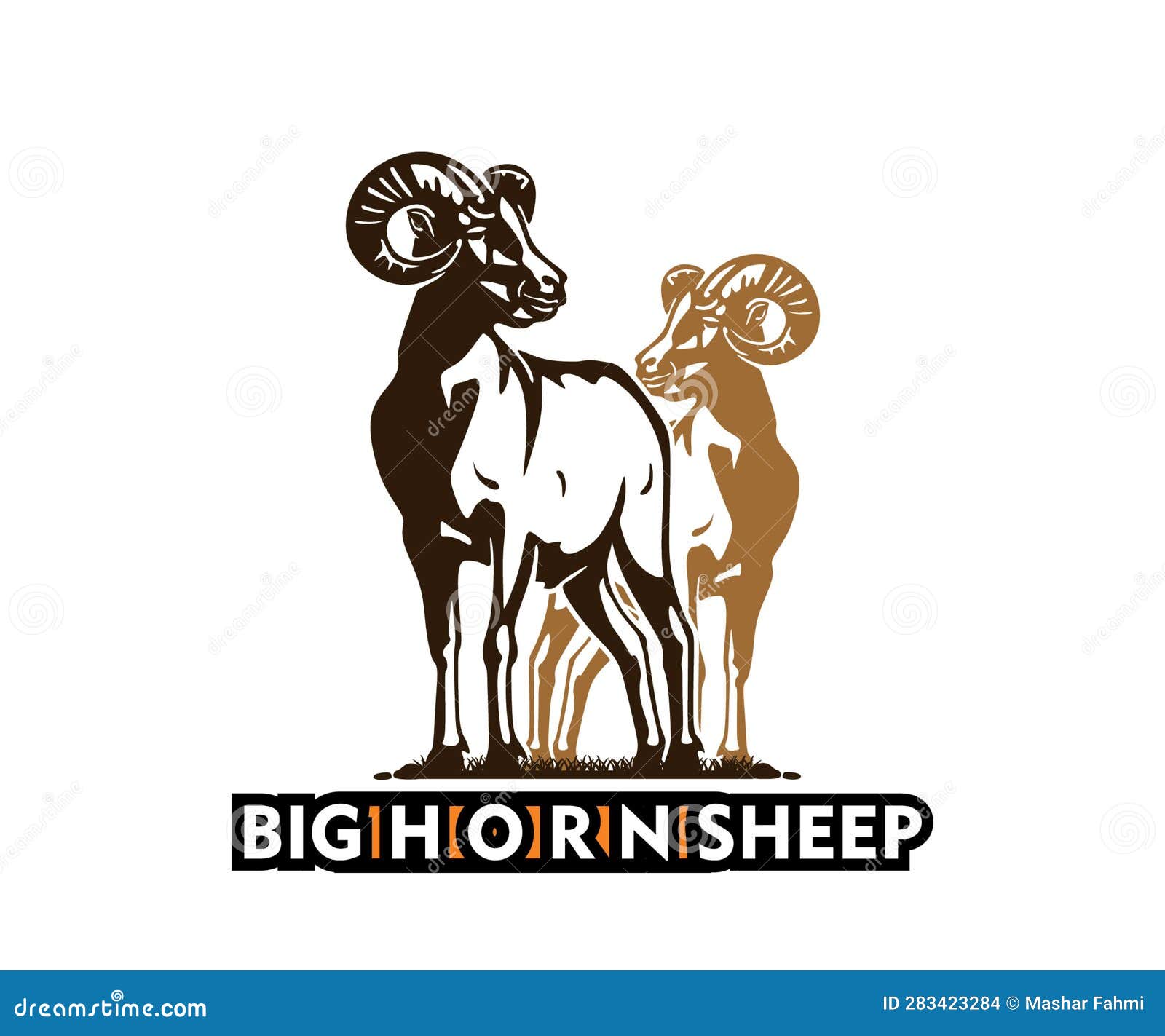 GREAT BIGHORN SHEEP STANDING LOGO Stock Illustration - Illustration of ...