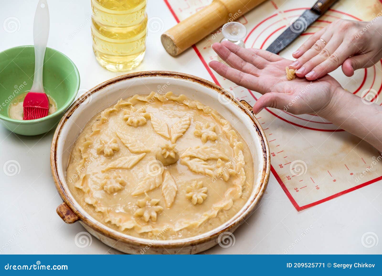 Big Hot Round Balish. Tatar Pie. Stock Image - Image of stuffed, open ...