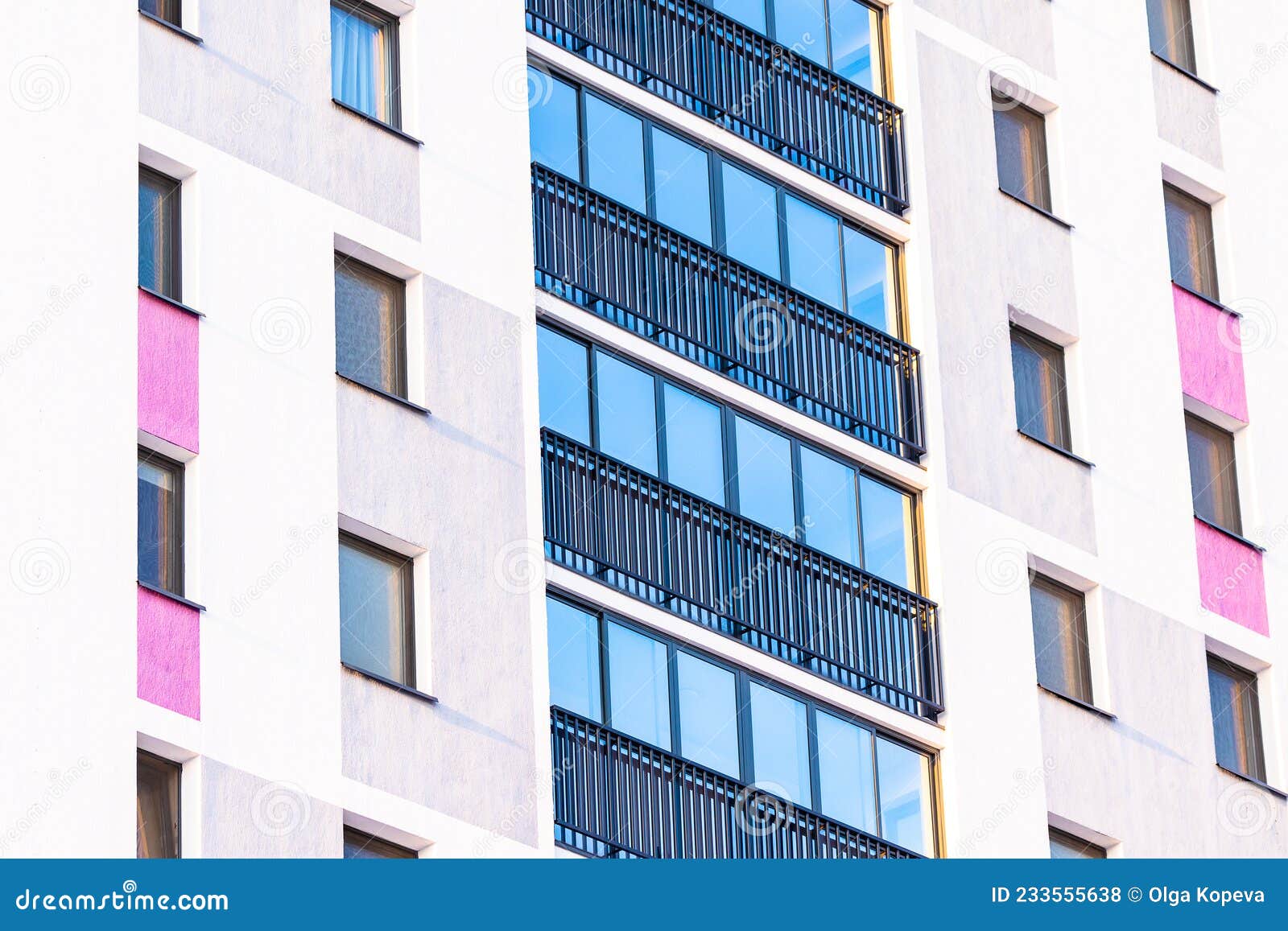 Big Hotel or Apartment Building Facade Balcony Pattern Stock Photo ...