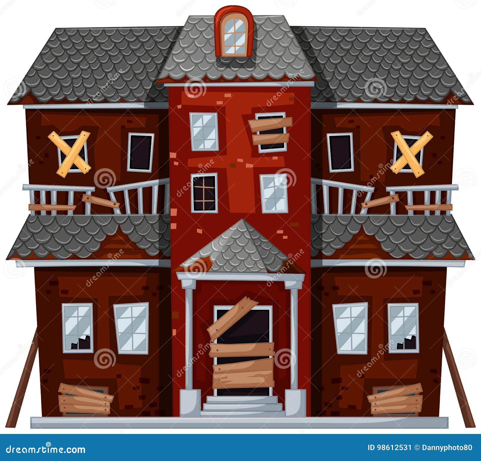 Big House with Bad Condition Stock Vector - Illustration of destroyed ...
