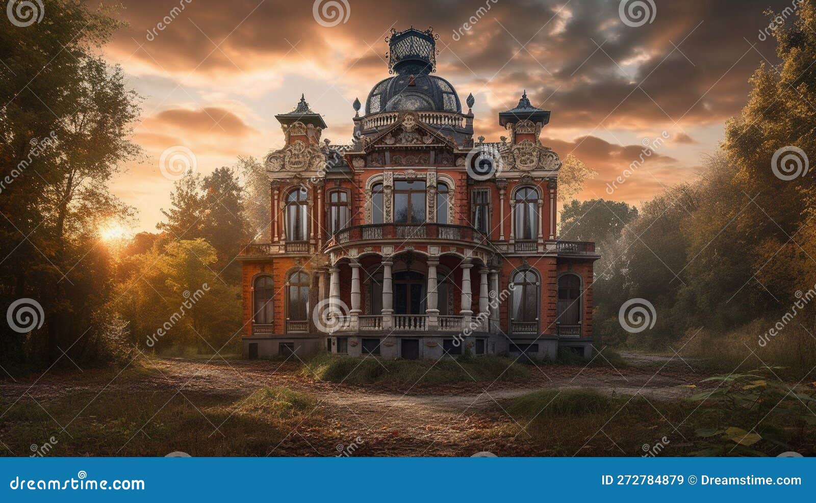 Big House in Colonial Style, AI Generated Stock Illustration ...