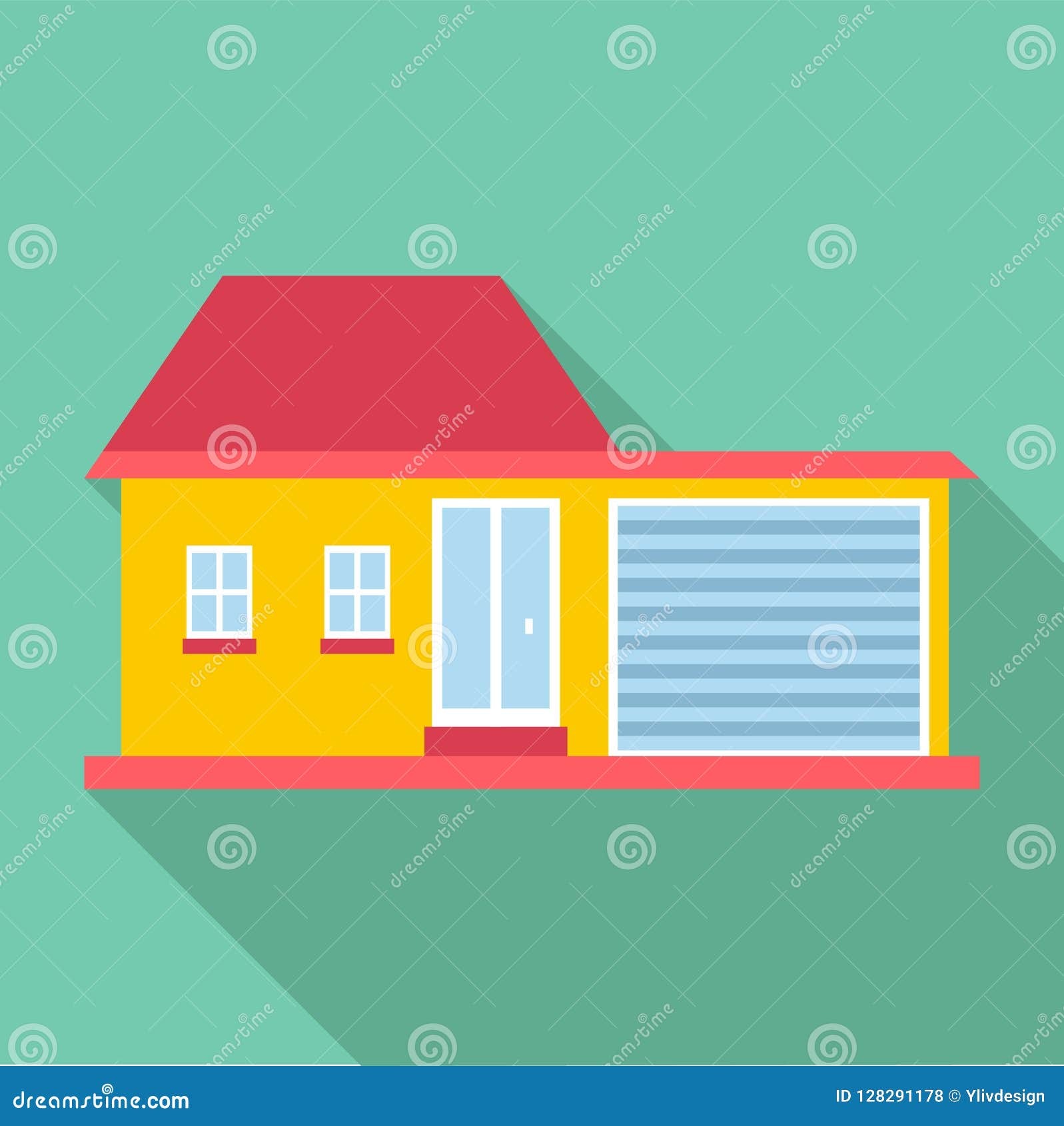 Big House with Garage Icon, Flat Style Stock Illustration ...