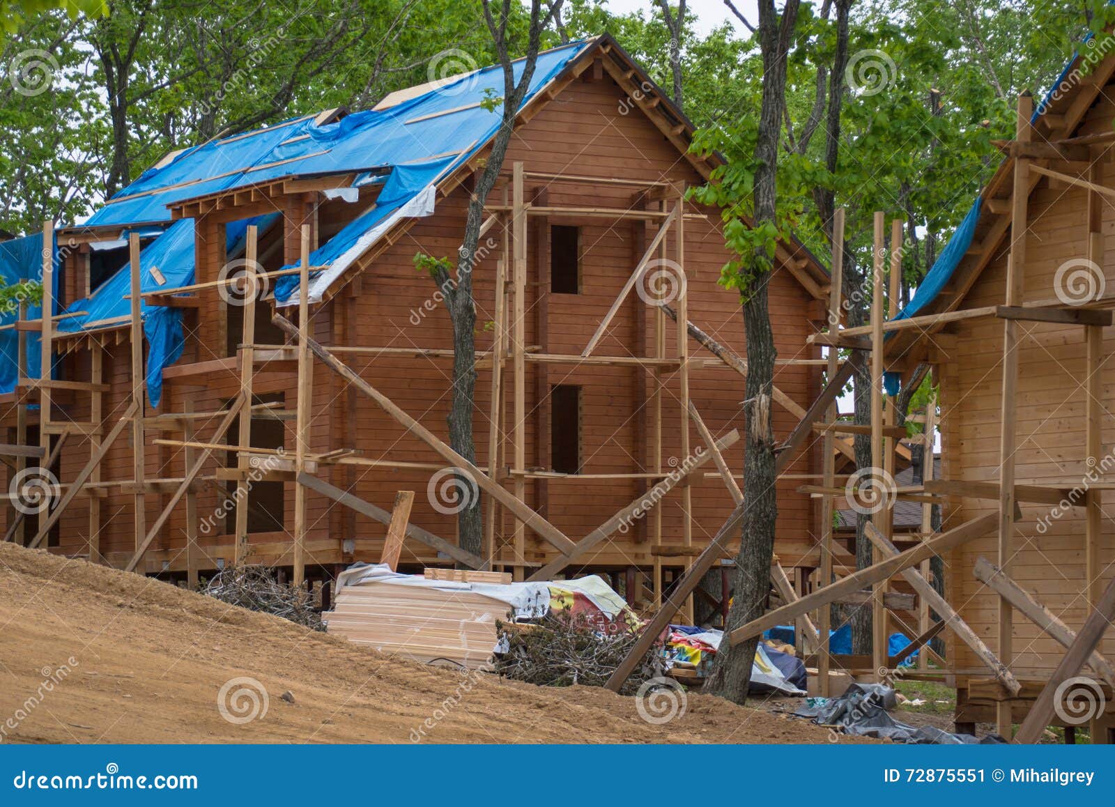 Big House Made of Wood Under Construction Stock Image - Image of floor ...