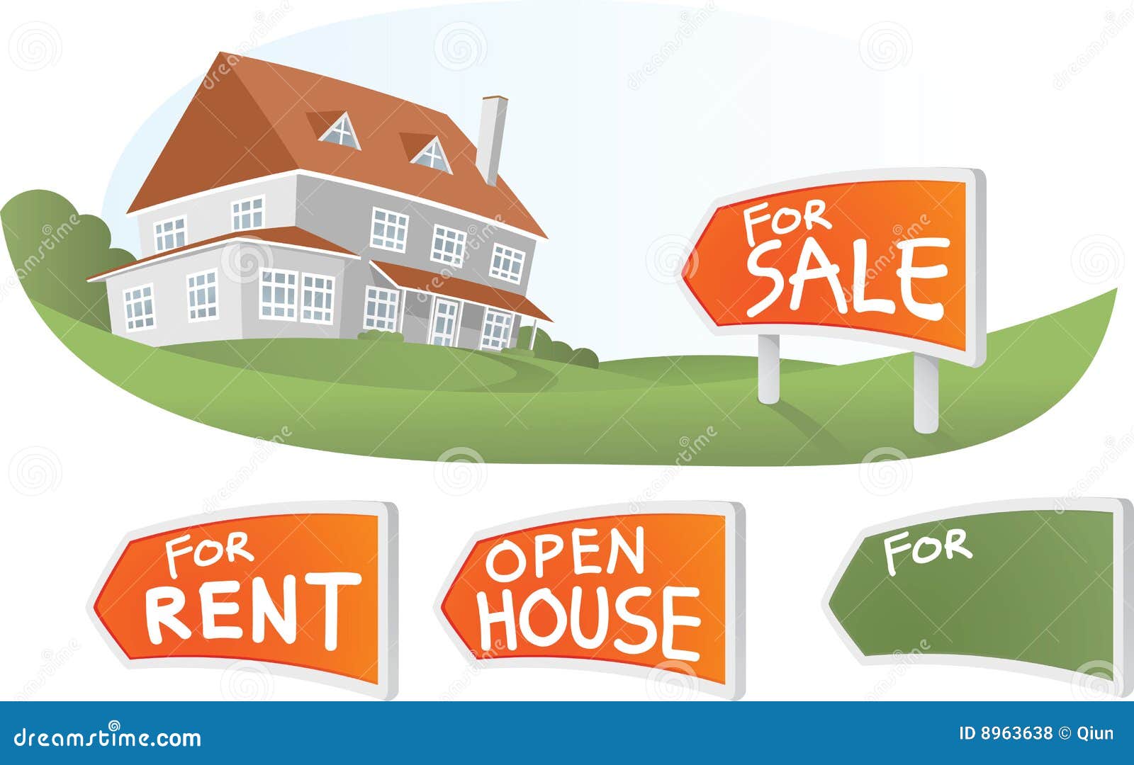 Big House with Sign stock vector. Illustration of loan - 8963638