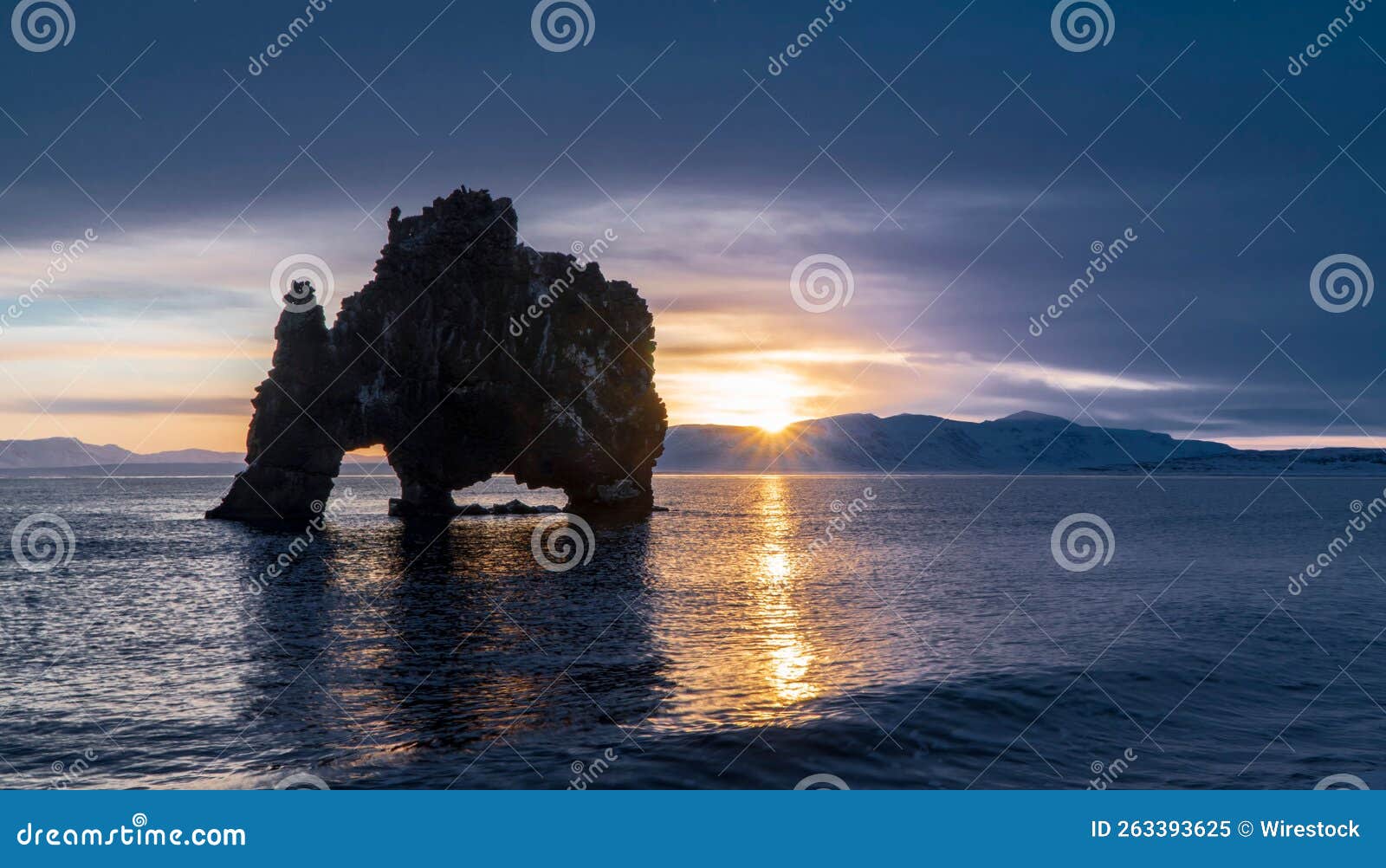 Big Hvitserkur Basalt Stack in Iceland with the Golden Sunset and ...