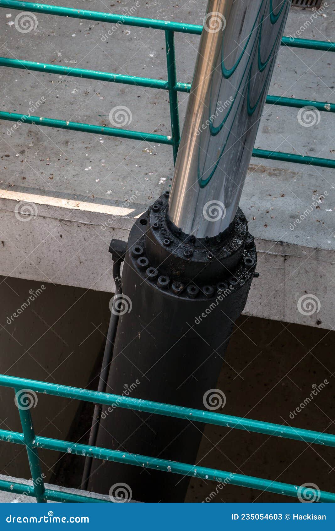 Big Hydraulic Cylinder for a Bridge Above the Ship Lock Stock Image ...