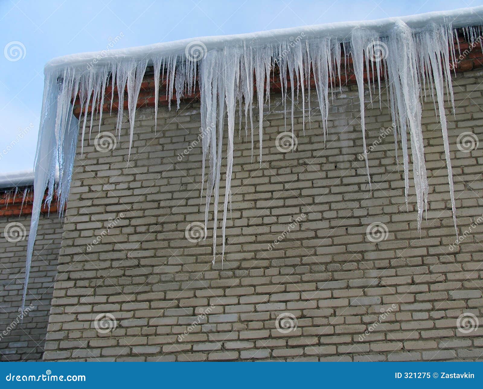 Big icicles on the roof stock image. Image of wall, melt - 321275