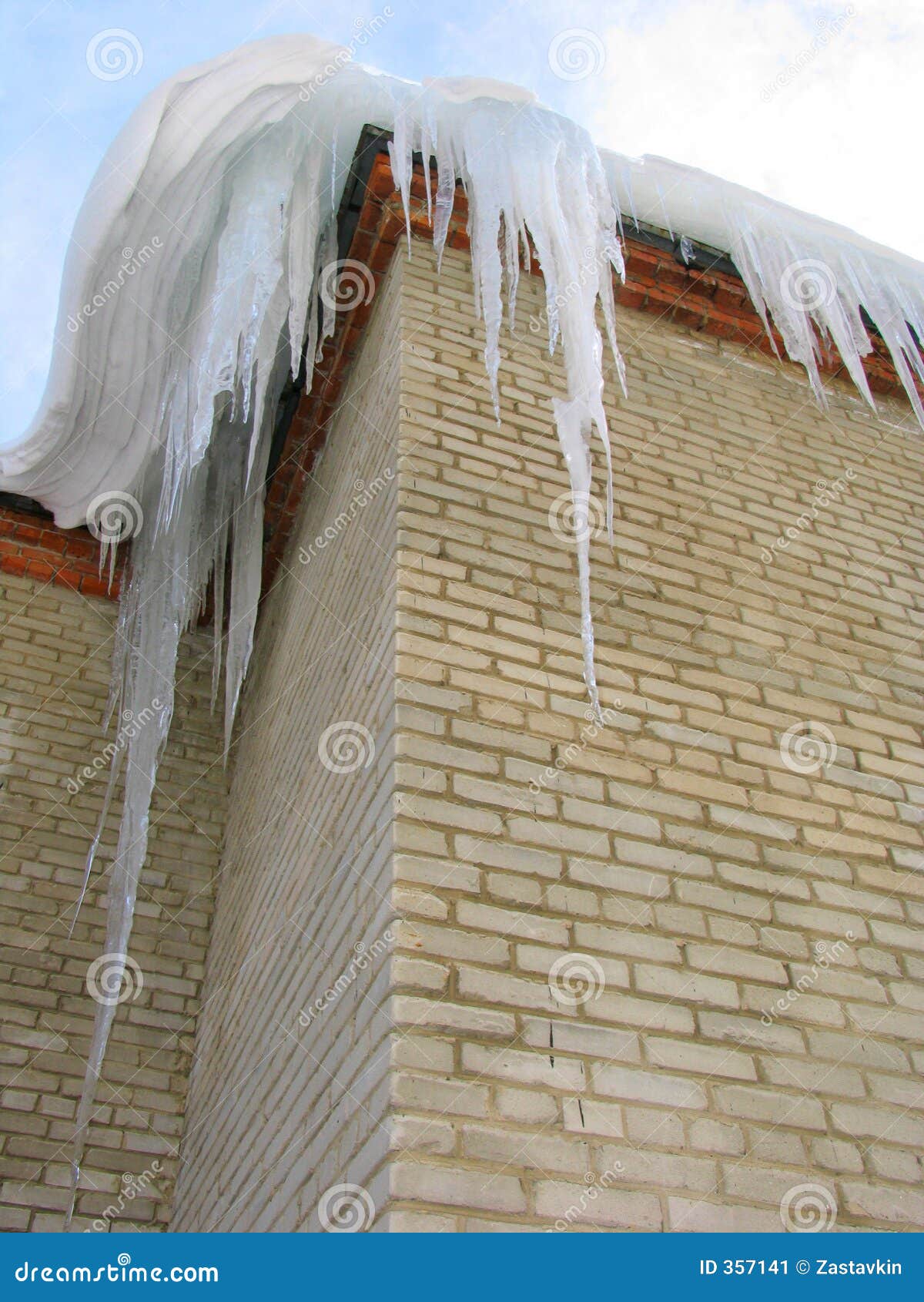 Big icicles on the roof stock image. Image of freeze, melting - 357141
