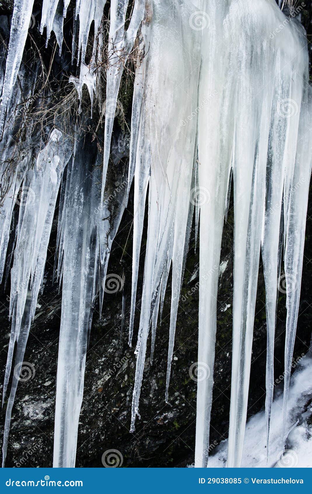 Big icicles on a stone stock image. Image of blue, nature - 29038085