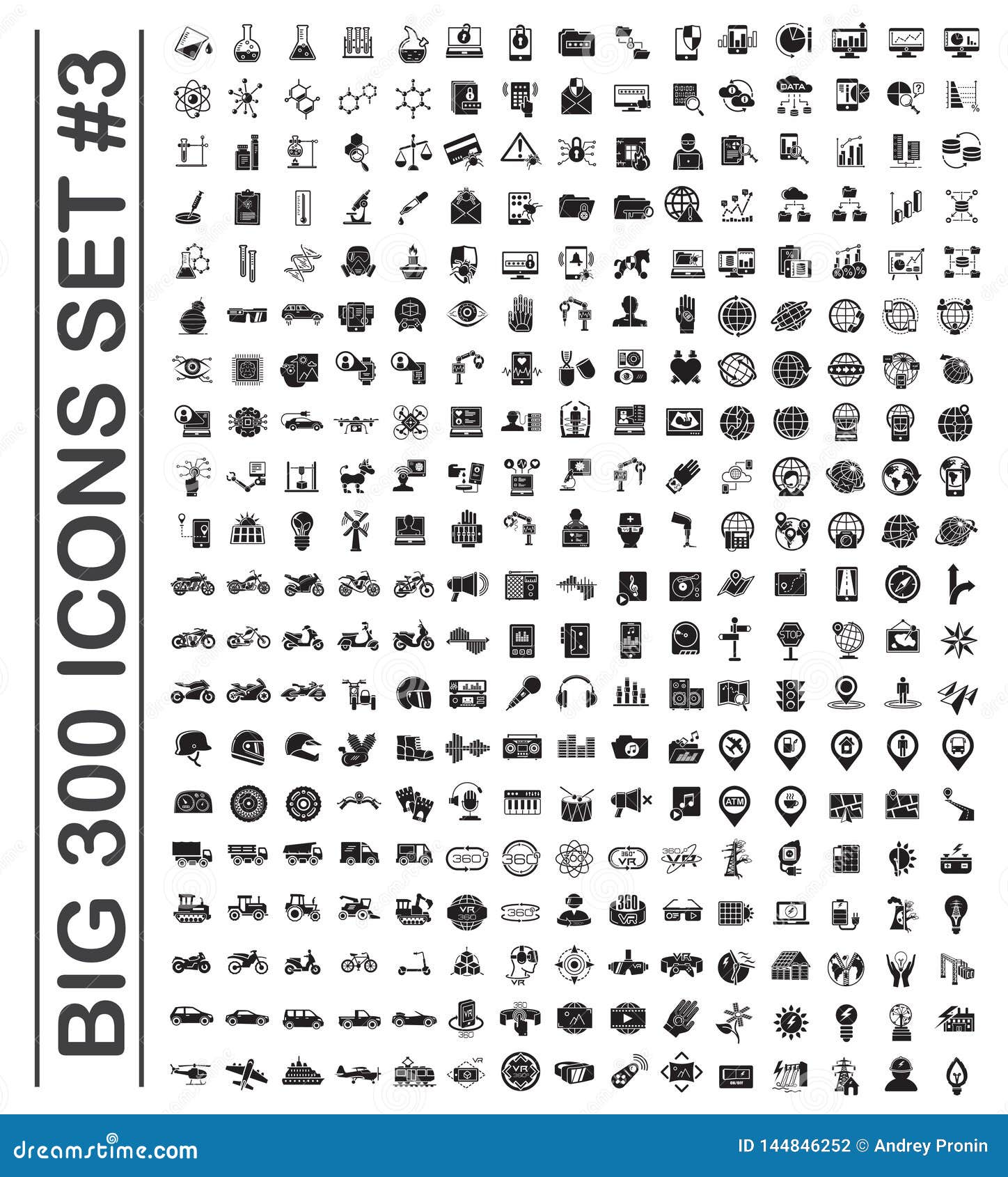 Big 300 Icons Set on Background for Graphic and Web Design. Simple ...