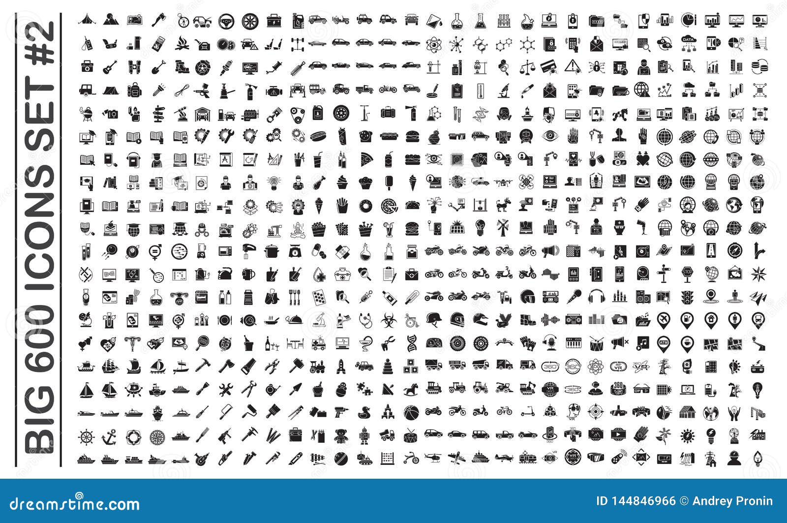 Big 600 Icons Set on Background for Graphic and Web Design. Simple ...