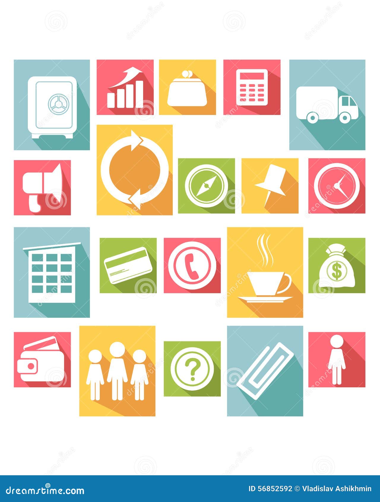 Big icons set stock vector. Illustration of clock, objects - 56852592