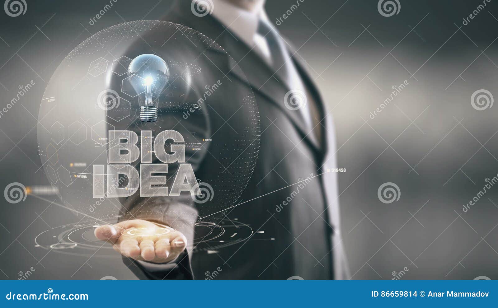 Big Idea Businessman Holding in Hand New Technologies Stock Photo ...