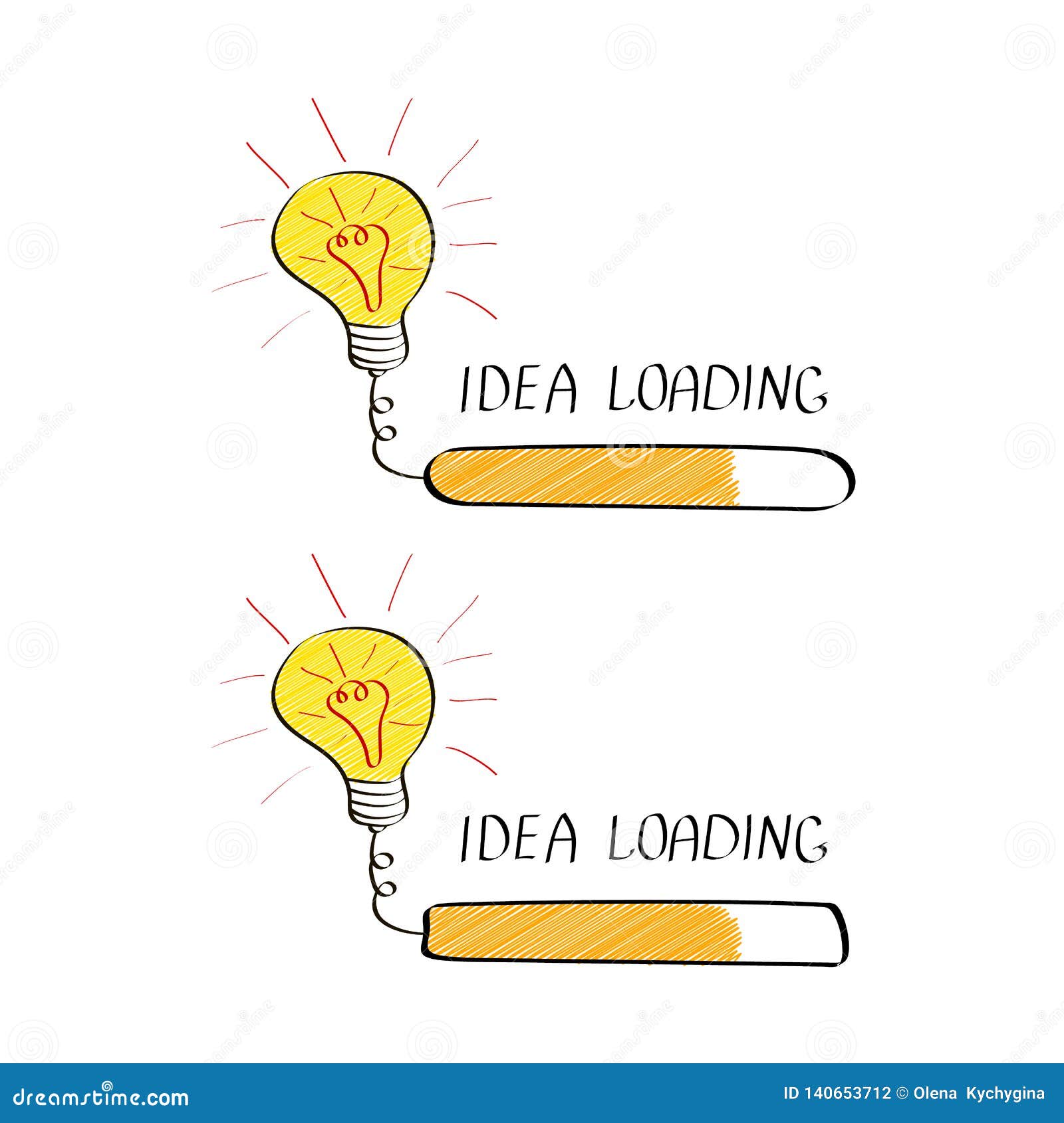 Big Idea with Loading Bar in Doodle Style Isolated on White Background ...