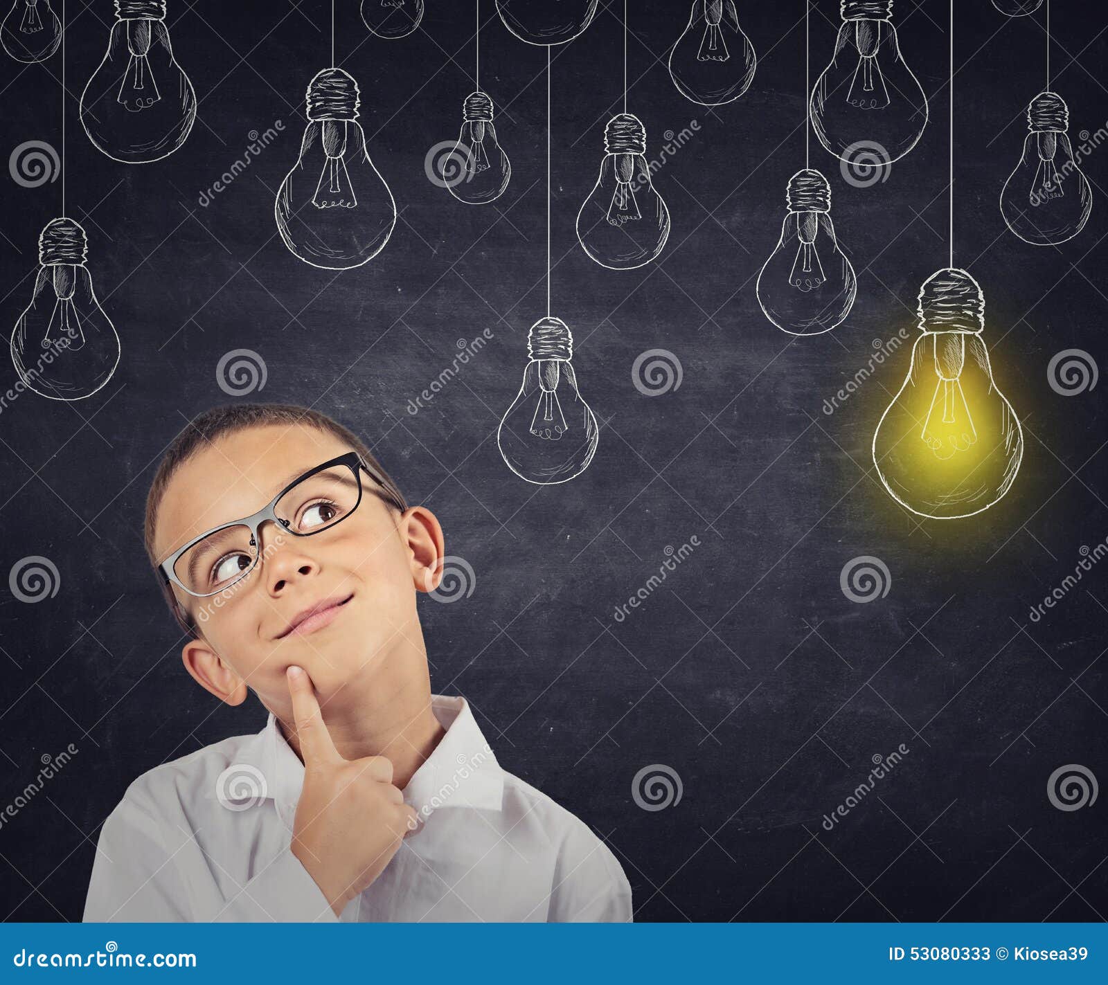 Big Idea. Smart Boy with Solution Lightbulb Stock Image - Image of ...