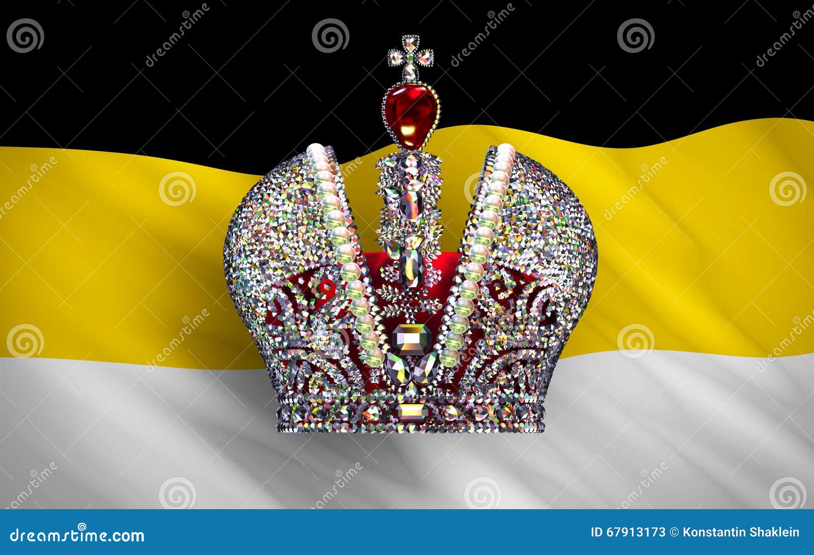 Big Imperial Crown Over Flag of Russian Empire Stock Illustration ...