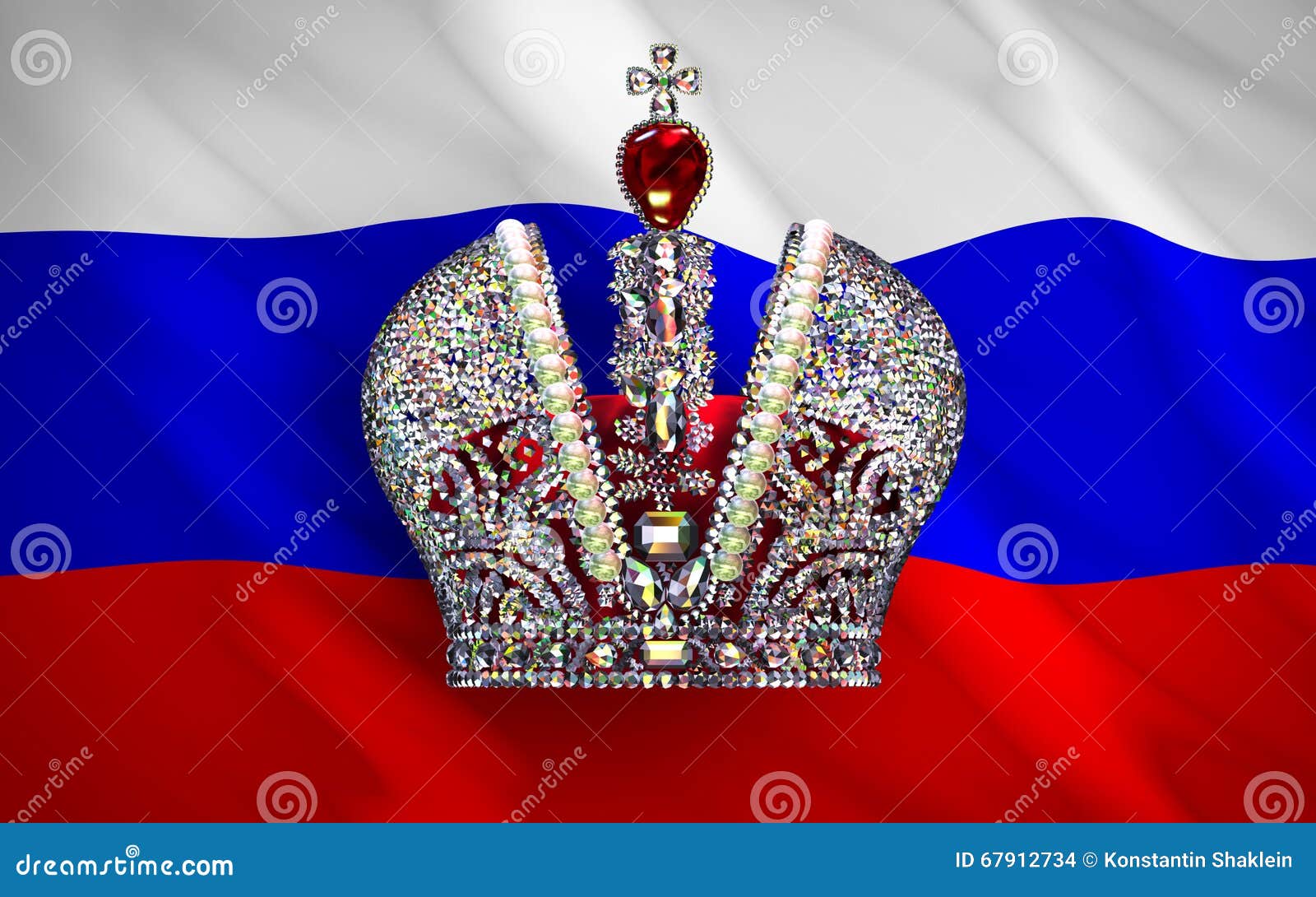 Big Imperial Crown Over Russian Flag Stock Illustration - Illustration ...