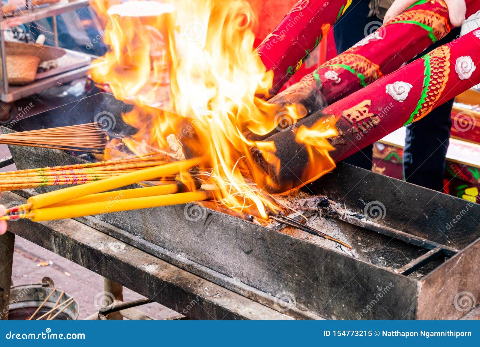 Big Incense (joss Stick) with Fire Stock Image - Image of festival ...