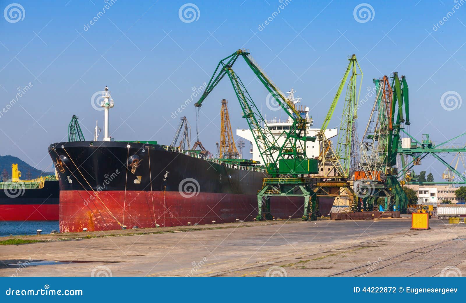 Big Industrial Cargo Ship Loading in Port Stock Photo - Image of ...