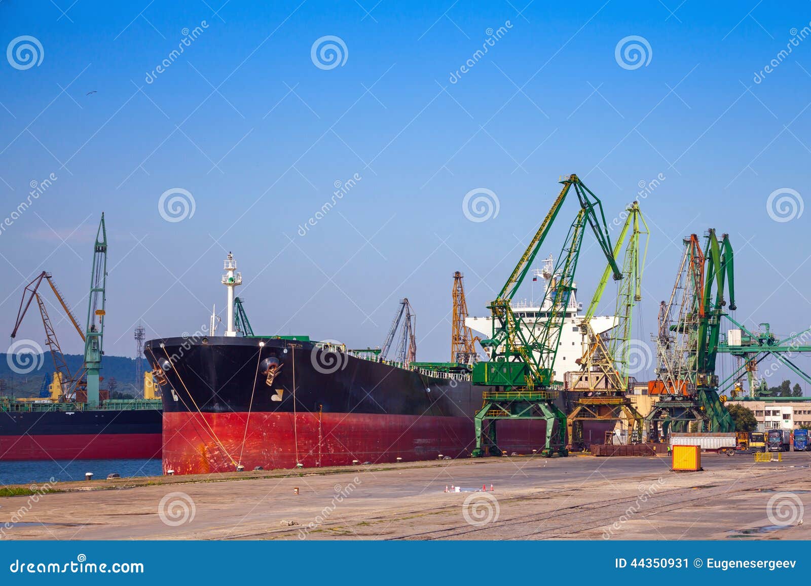 Big Industrial Cargo Ship is Loading in Port Stock Image - Image of ...