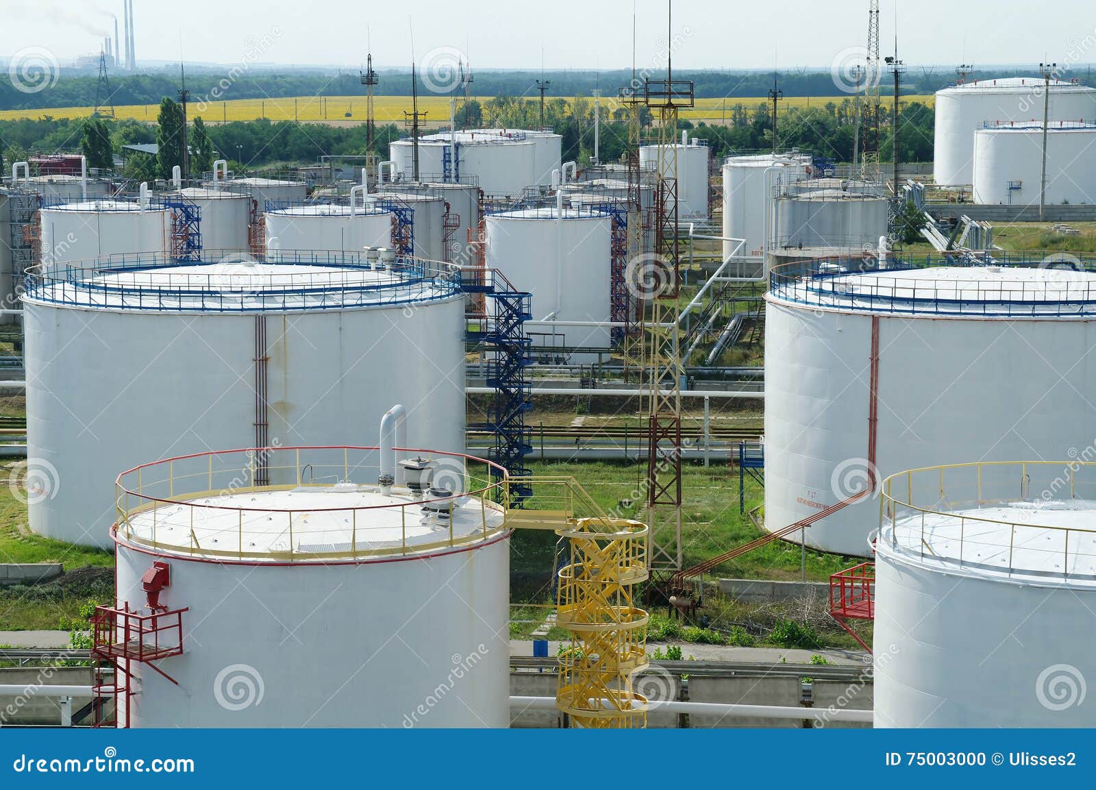 Big Industrial Oil Tanks in a Refinery Base Stock Photo - Image of ...