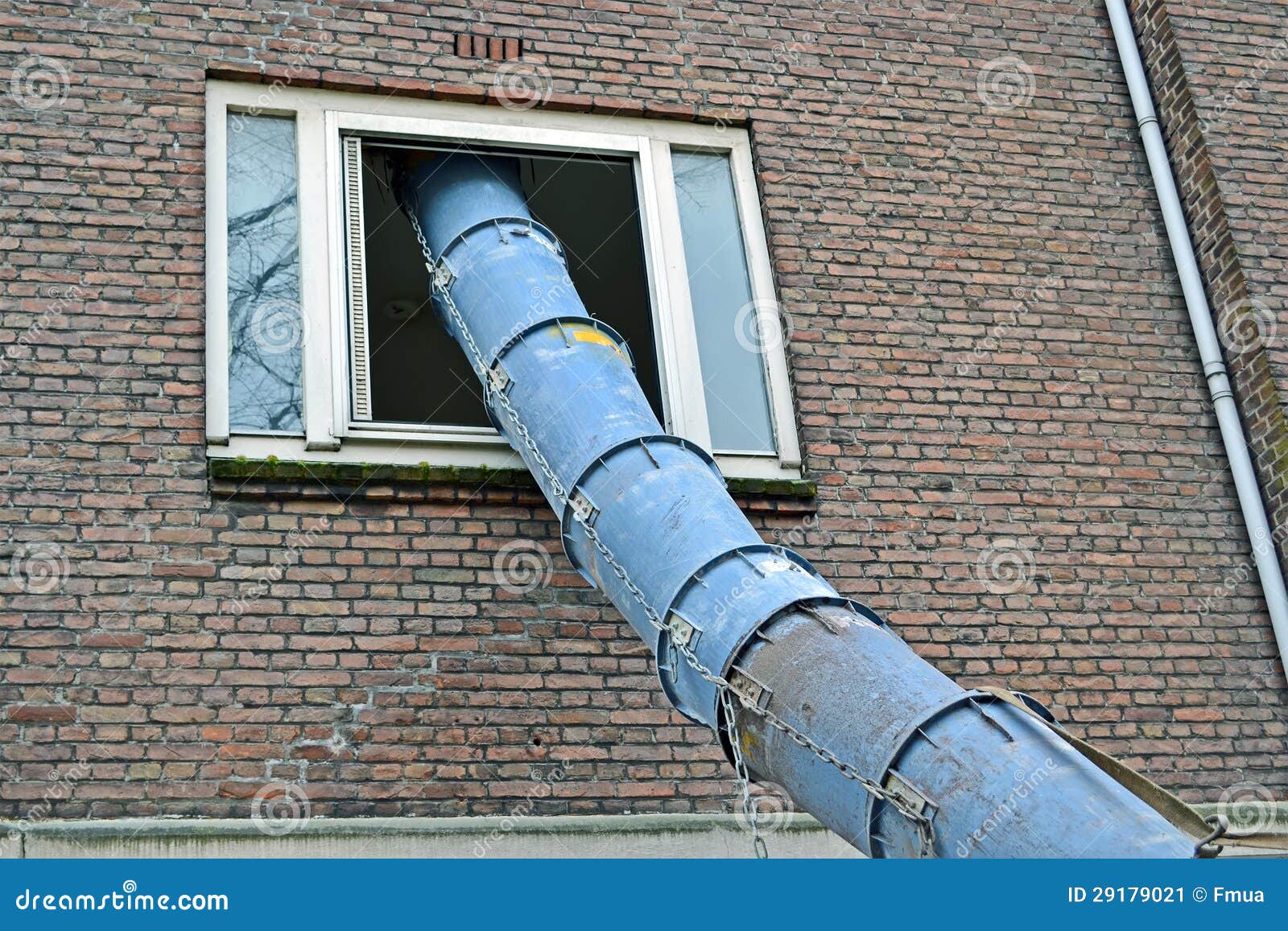 Big Industrial Pipe into Window Hole, Modern Construction, Stock Image ...