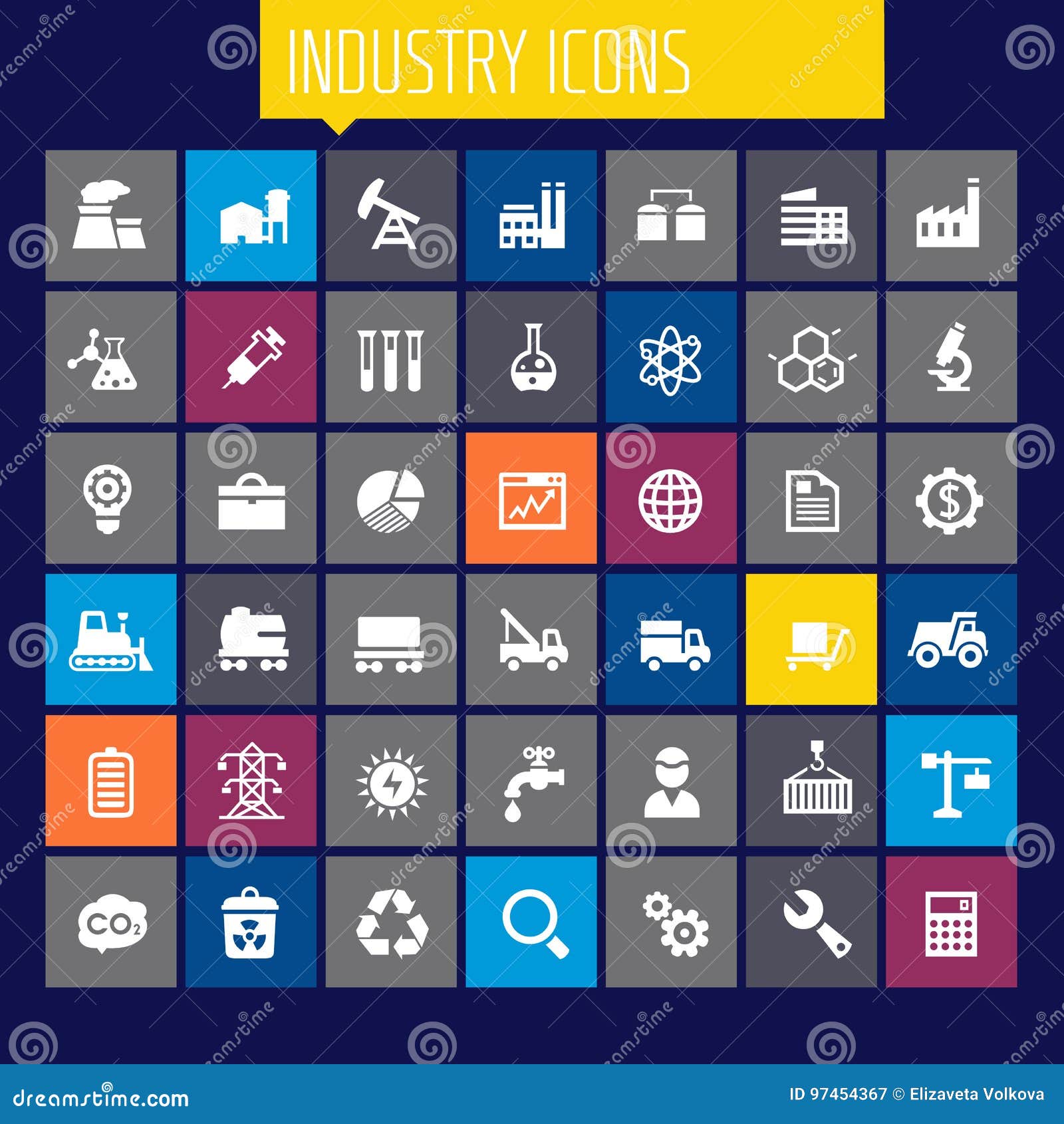 Big Industry icon set stock vector. Illustration of graphic - 97454367