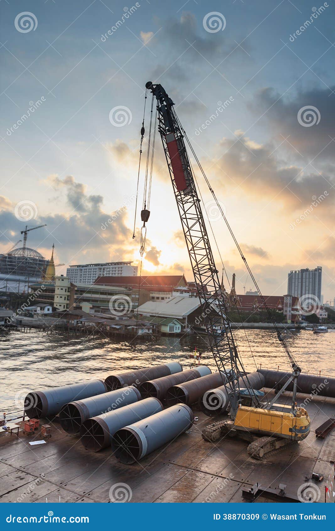 Big Iron Pipe with Crane stock image. Image of petroleum - 38870309