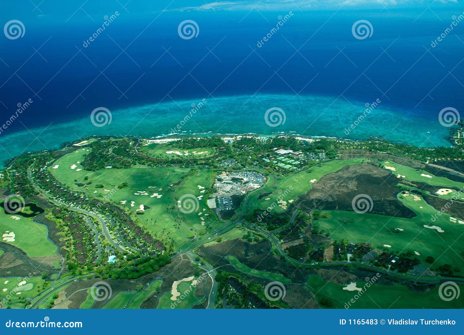 Big Island Aerial Shot - Coastal Golf Course Stock Image - Image of ...