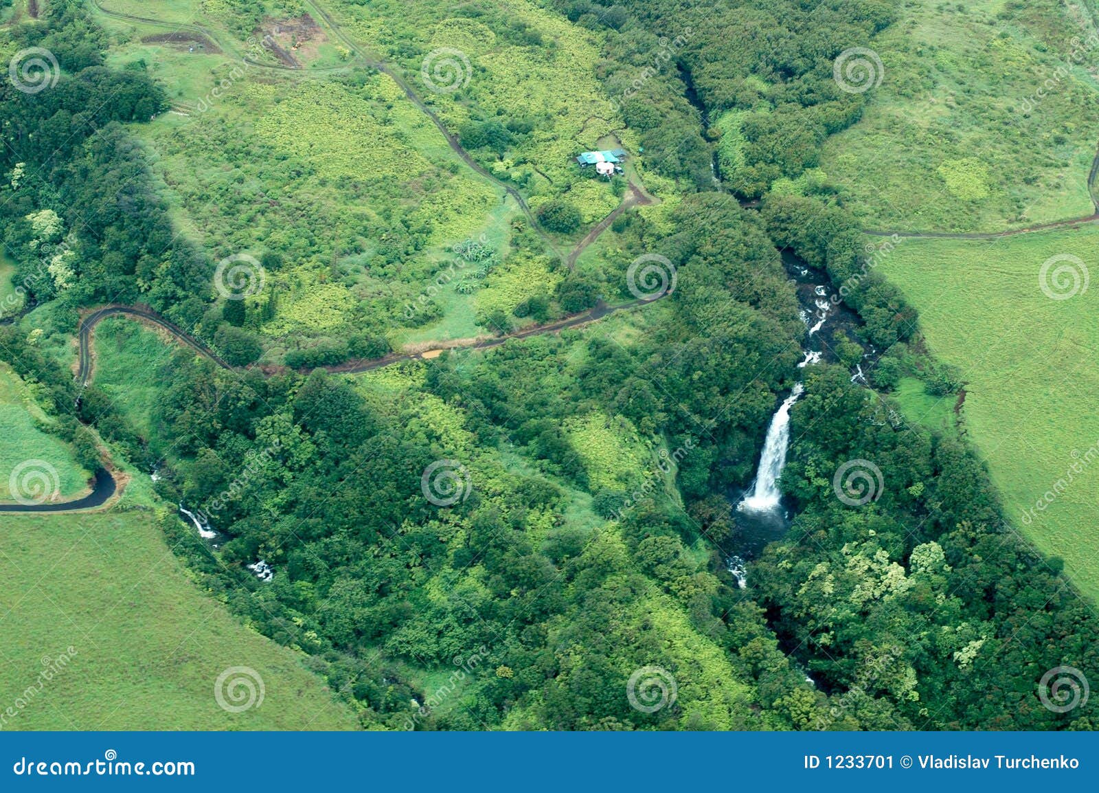Big Island Aerial Shot - Waterfalls Stock Image - Image of beach ...