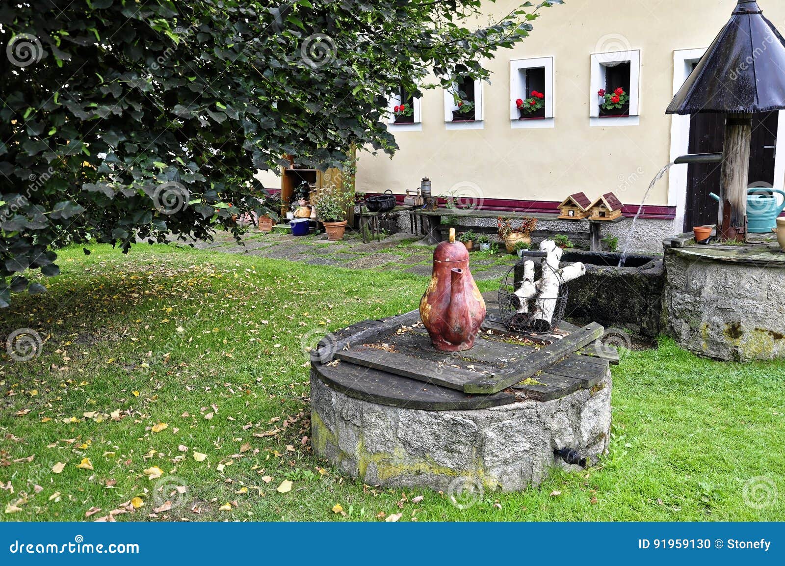 Big Jar is Kept on the Well Stock Photo - Image of landscape, outdoor ...