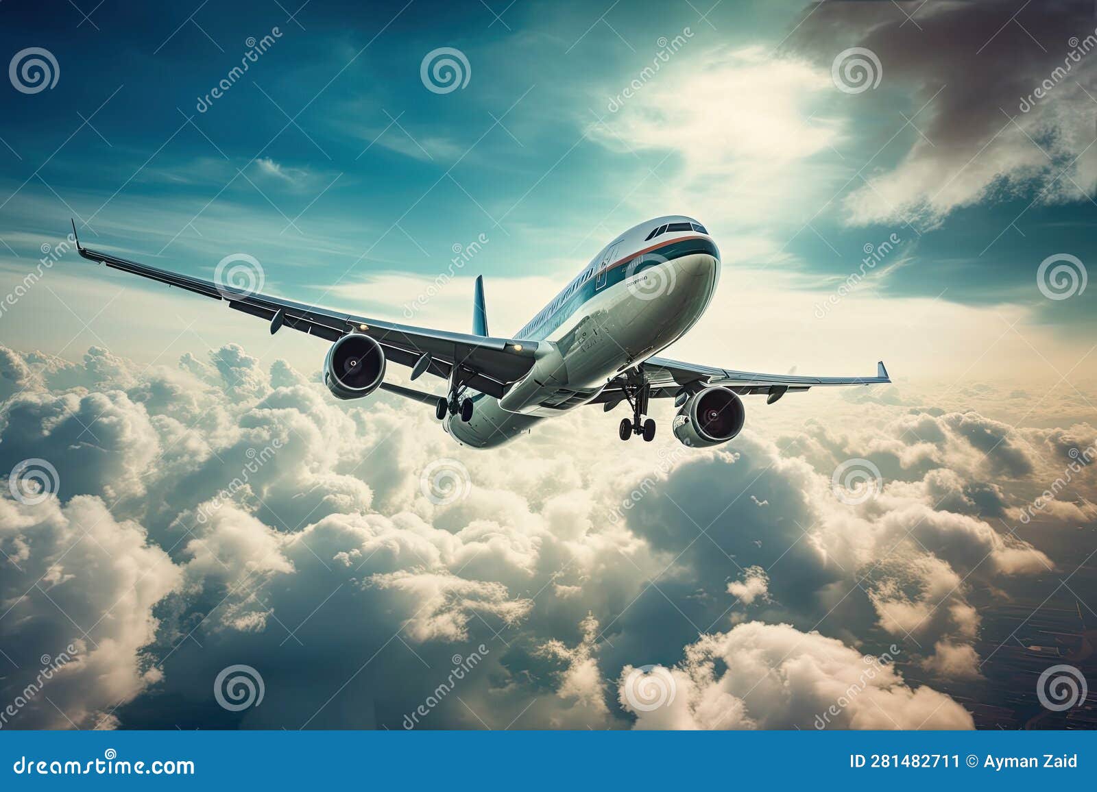 Big Jet Plane Flying through the Clouds Stock Image - Image of jetliner ...