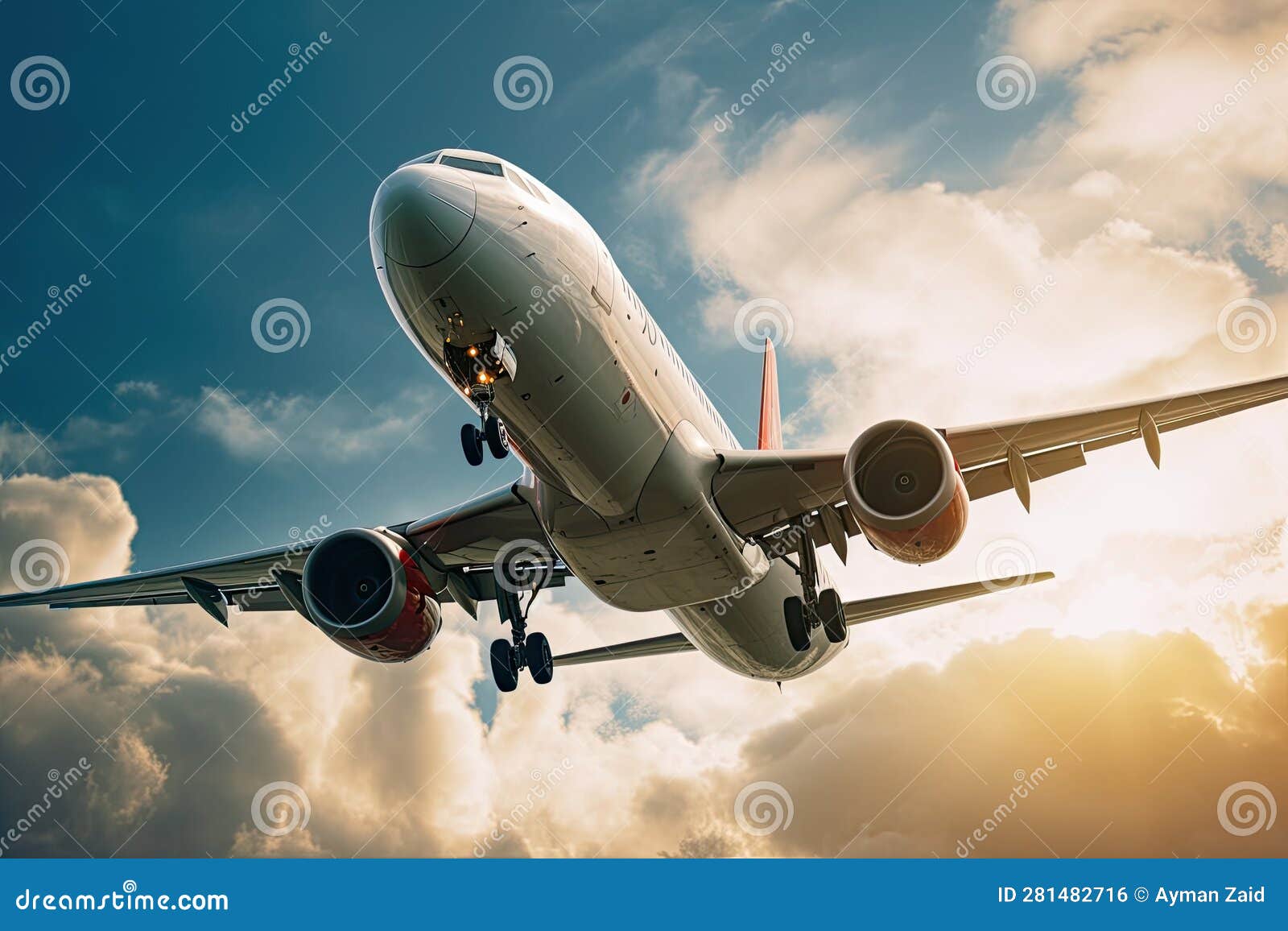 Big Jet Plane Flying through the Clouds Stock Illustration ...