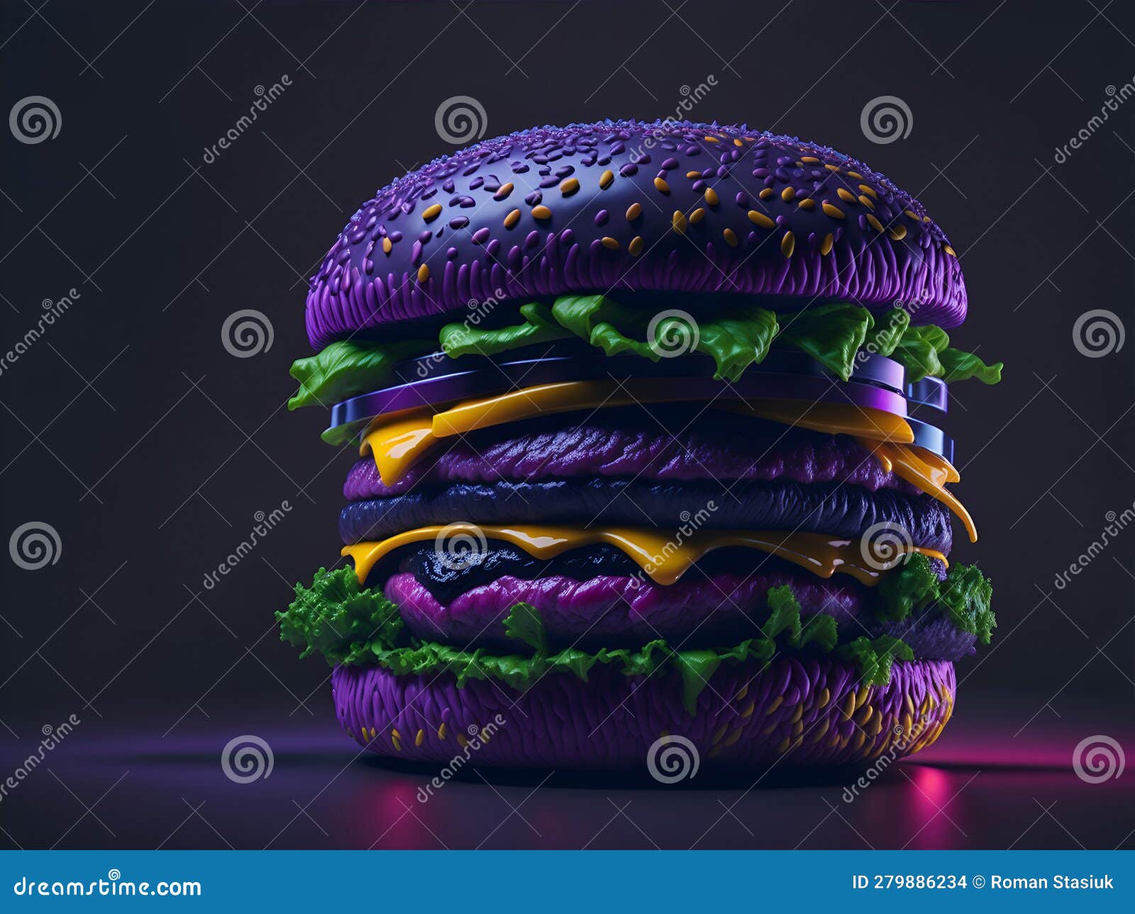 Big Juicy Burger in Neon Colors Stock Illustration - Illustration of ...