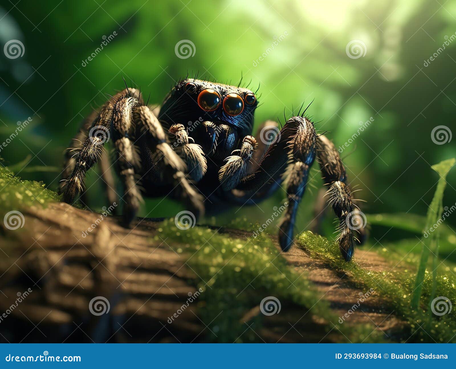 Big jumping spider stock illustration. Illustration of park - 293693984