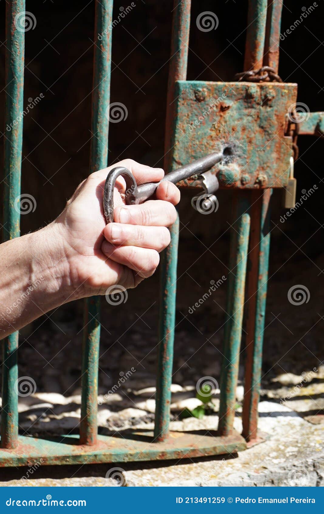 Big Key between Hands Entering the Lock Stock Image - Image of lock ...