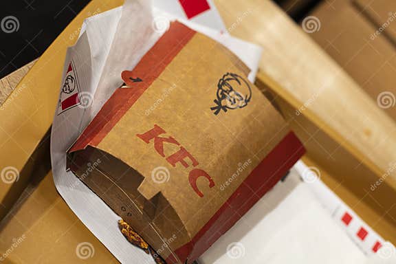 Big KFC Wrap on a KFC Tray in Paper Wrap Editorial Stock Image - Image ...
