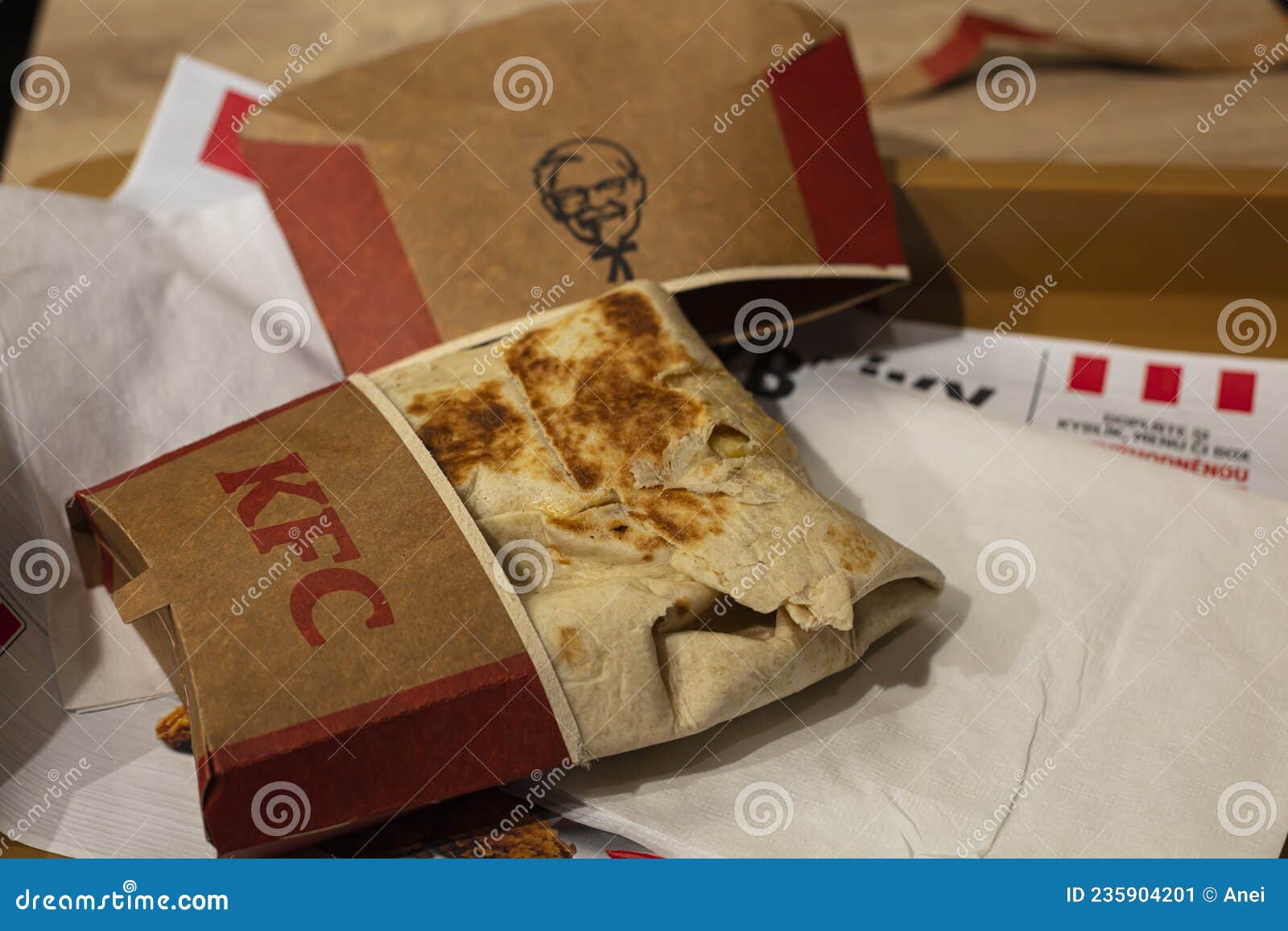 Big KFC Wrap on a KFC Tray in Paper Wrap Editorial Photo - Image of ...