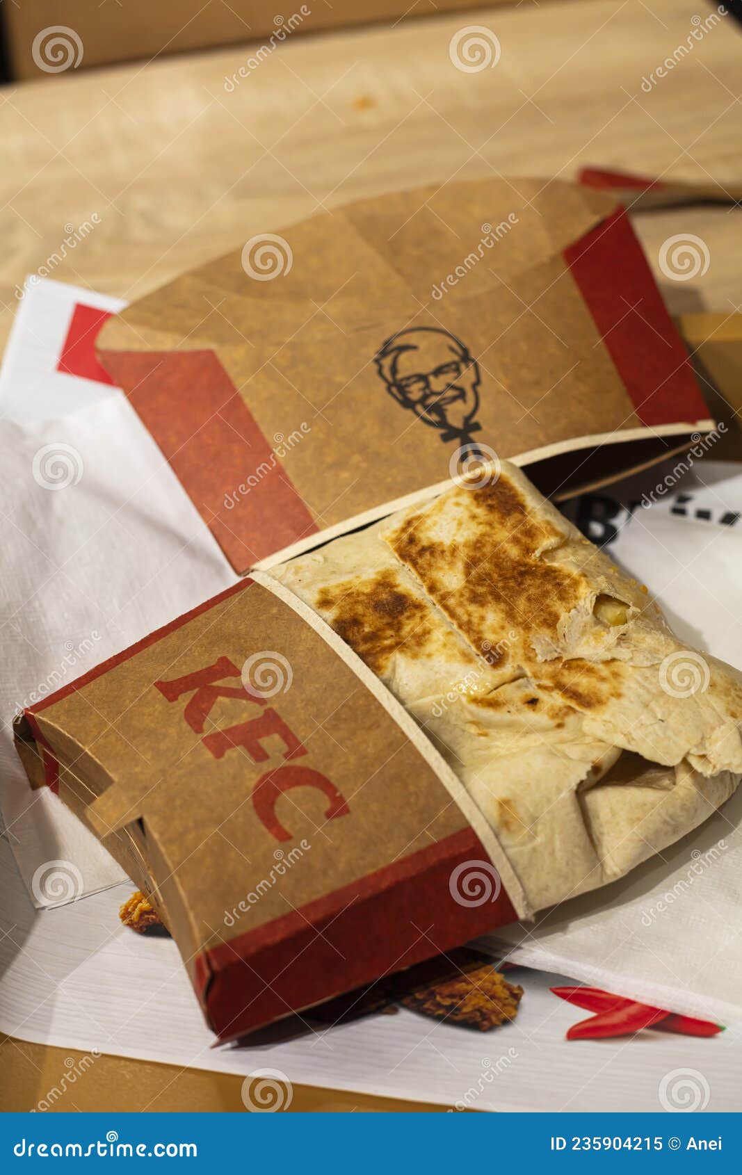 Big KFC Wrap on a KFC Tray in Paper Wrap Editorial Image - Image of ...