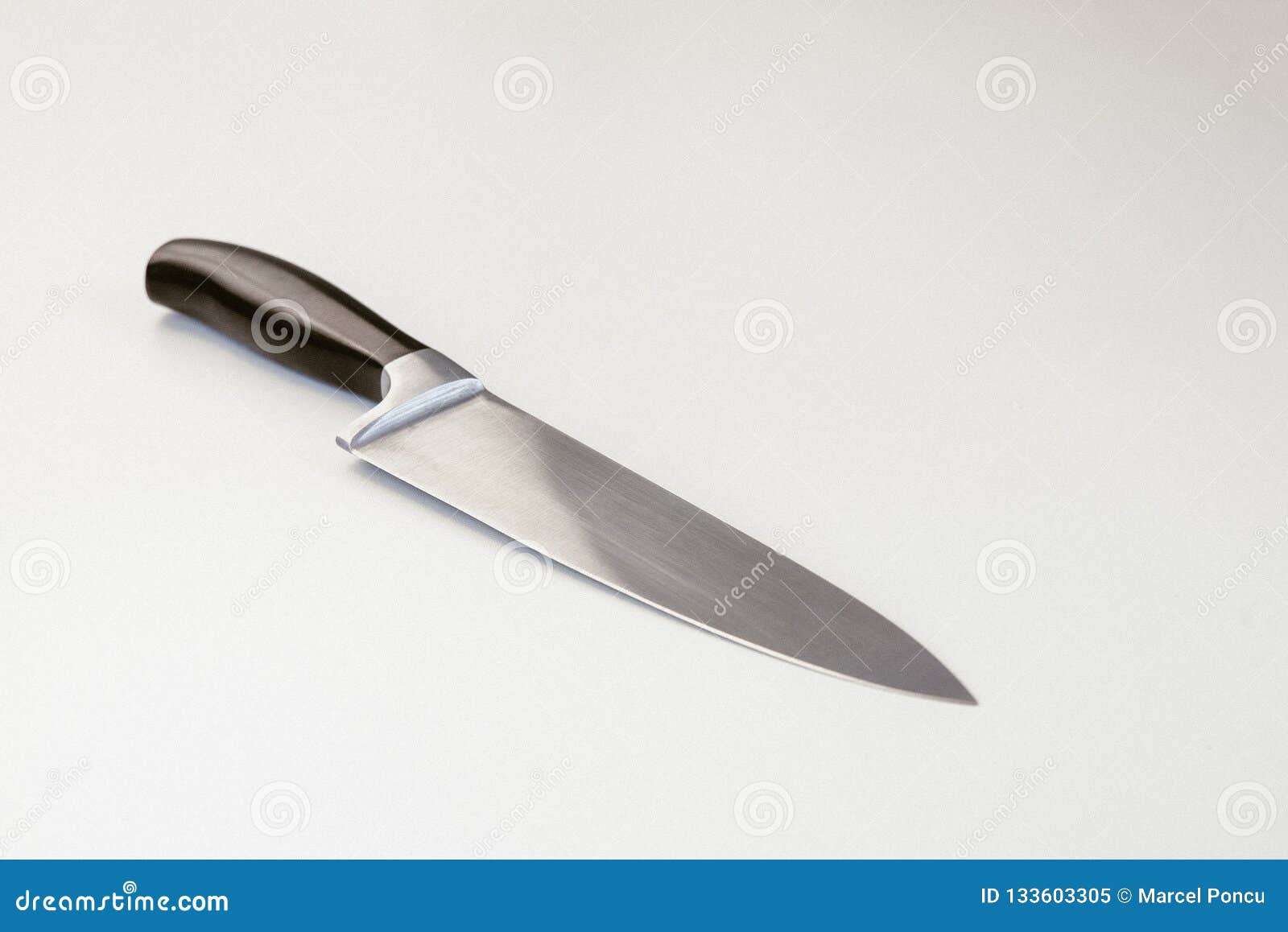 Big Kitchen Knife Lying on Table in Studio Stock Image - Image of ...