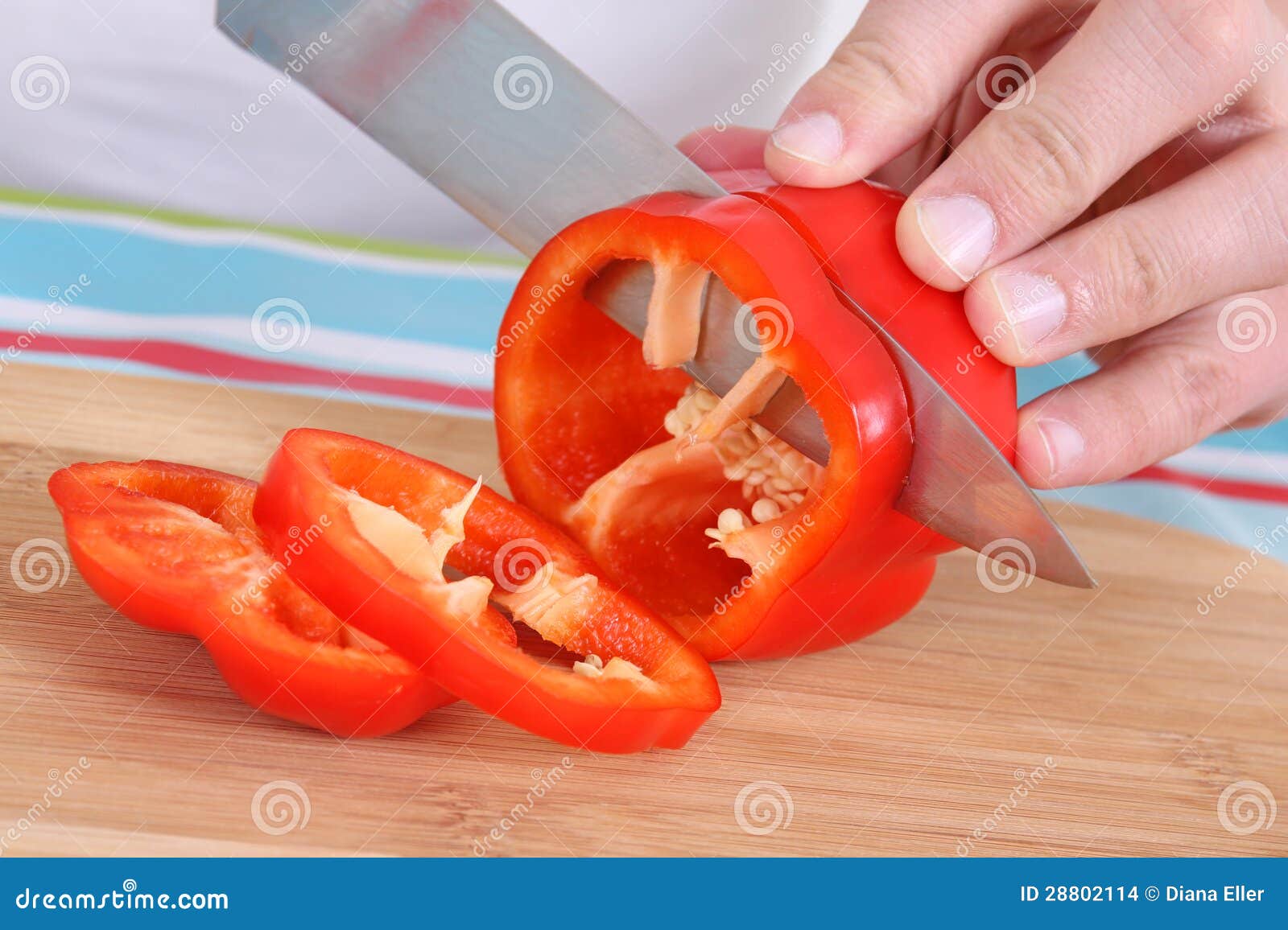 Big Knife Cutting Red Pepper Stock Photo - Image of board, salad: 28802114