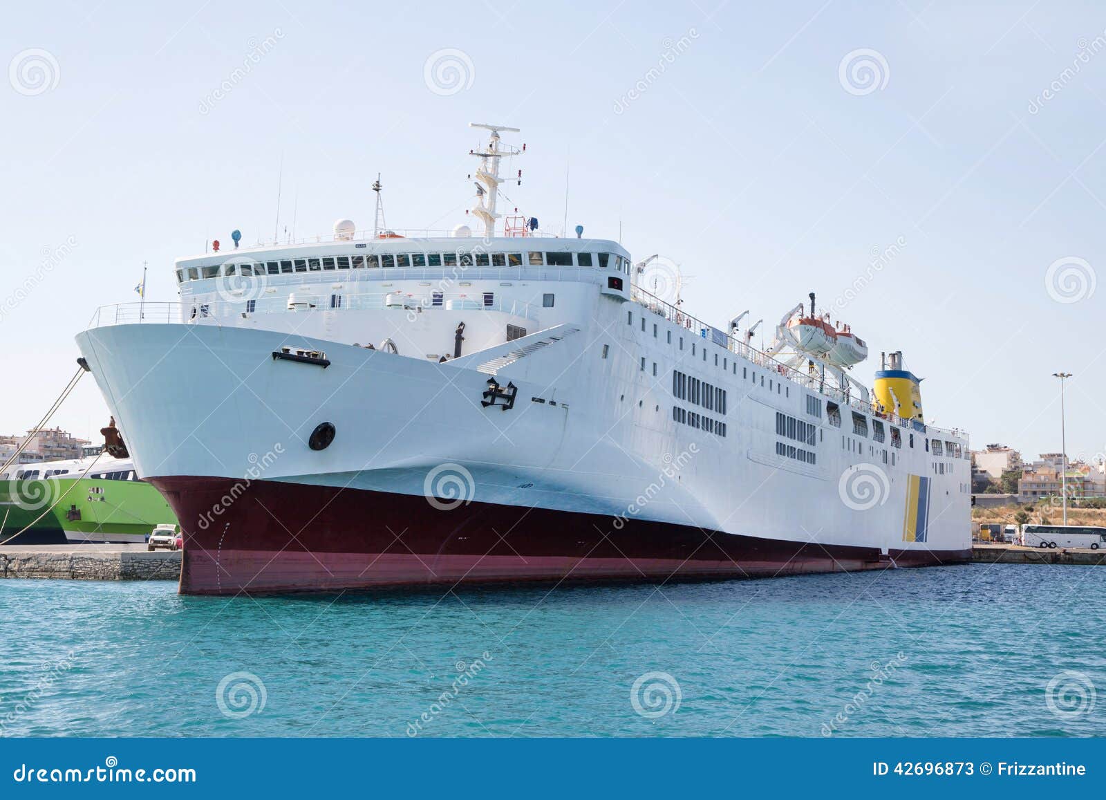 Big and Large Ferry Boat or Cargo Ship in the Port. Stock Image - Image ...