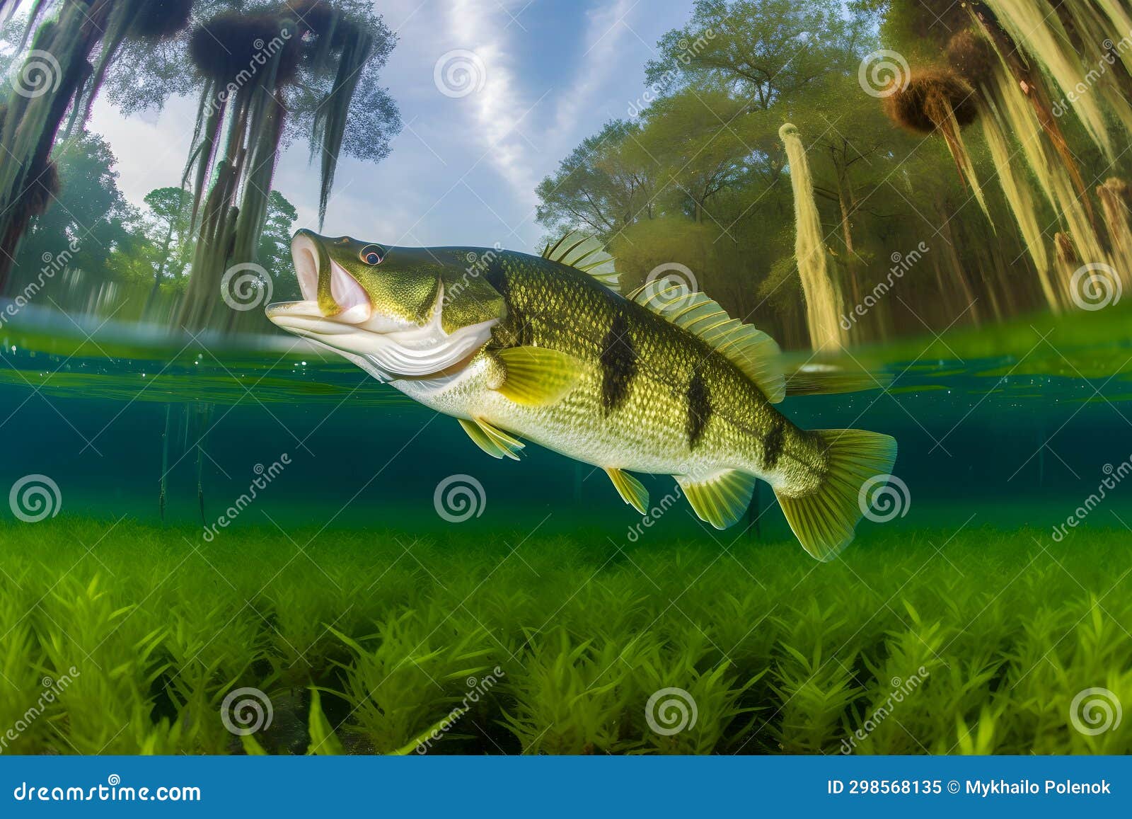 Big Largemouth Bass Fish. Neural Network AI Generated Stock Image ...