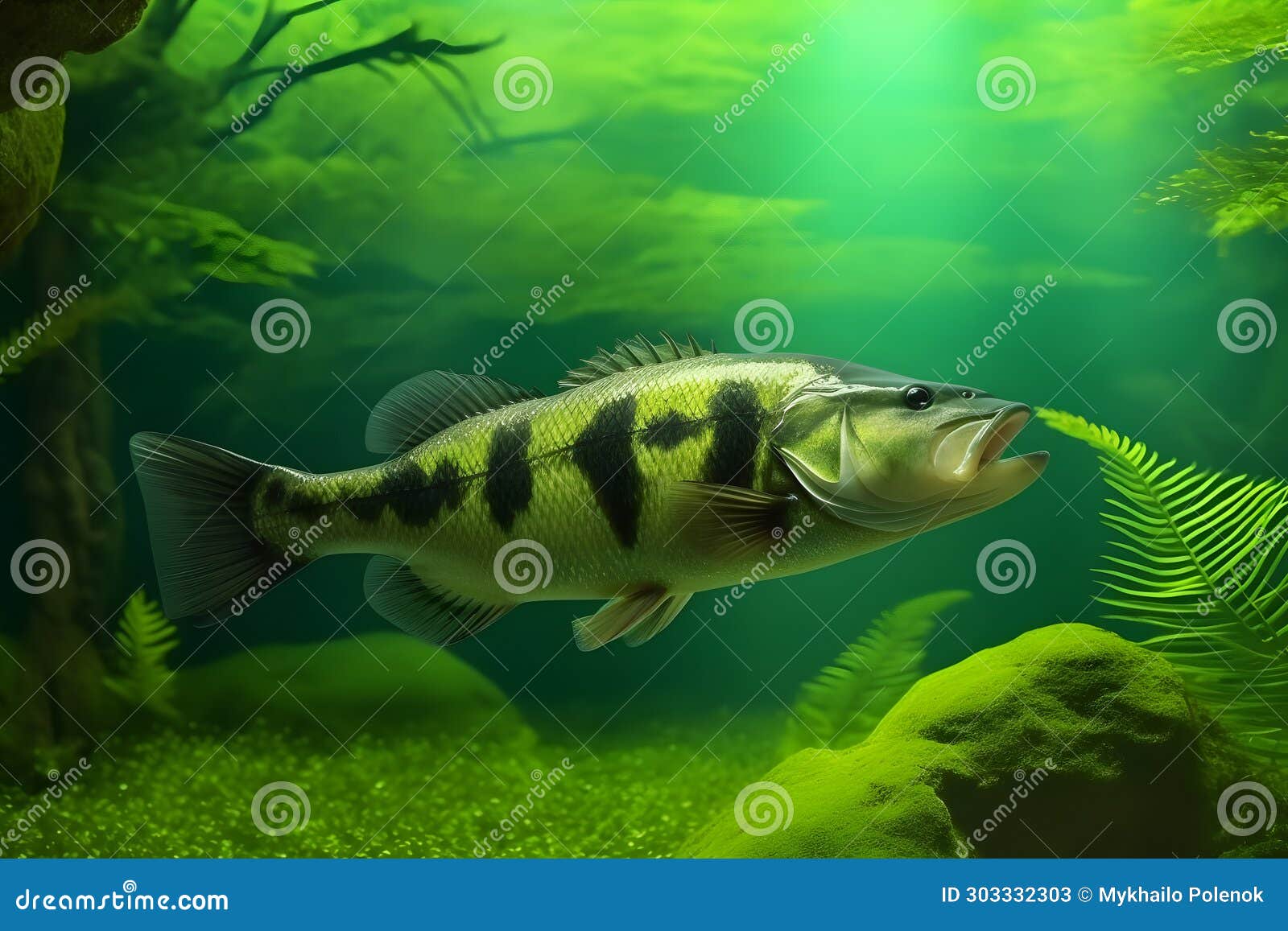 Big Largemouth Bass Fish. Neural Network AI Generated Stock Image ...