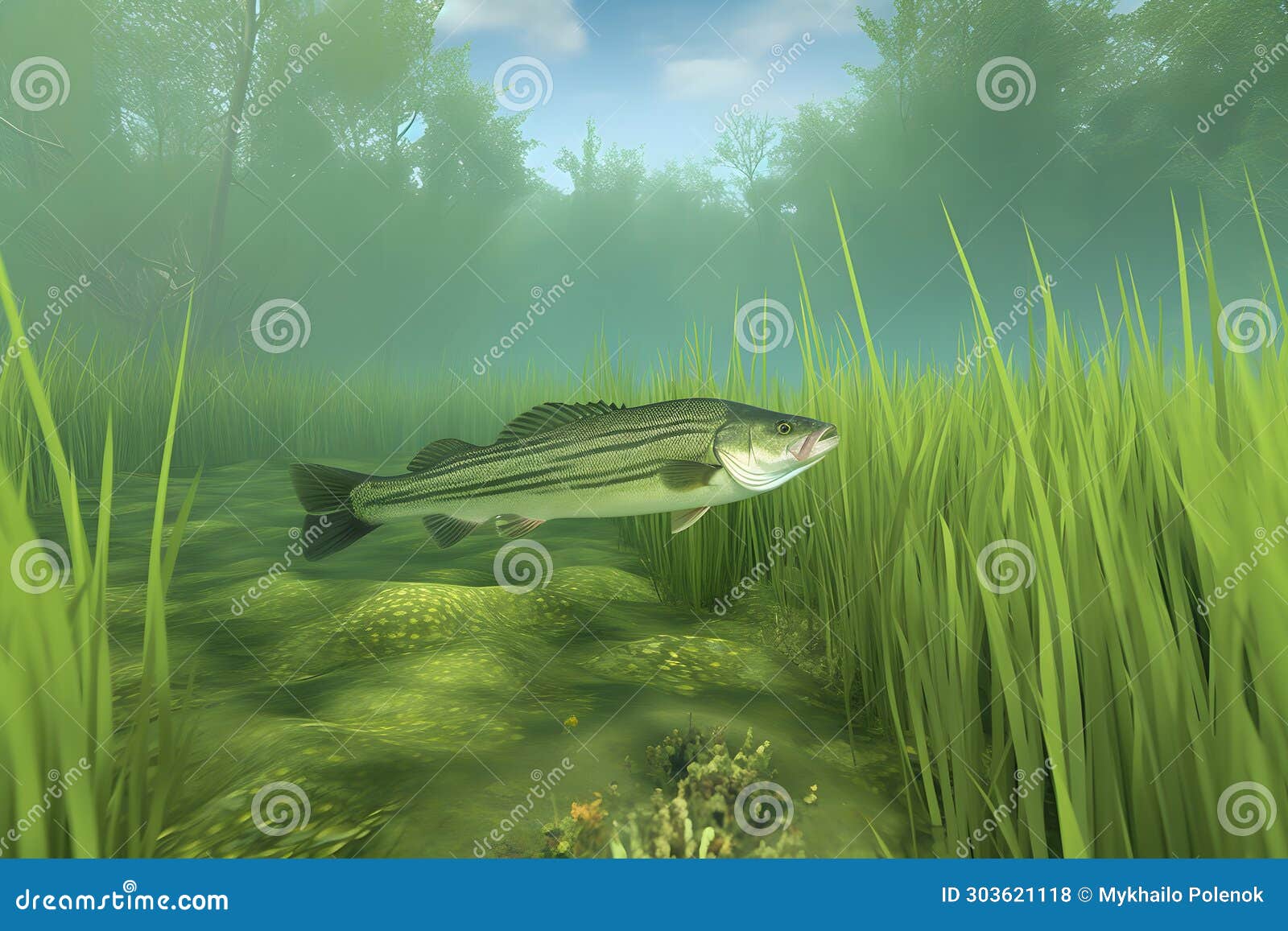 Big Largemouth Bass Fish. Neural Network AI Generated Stock Photo ...