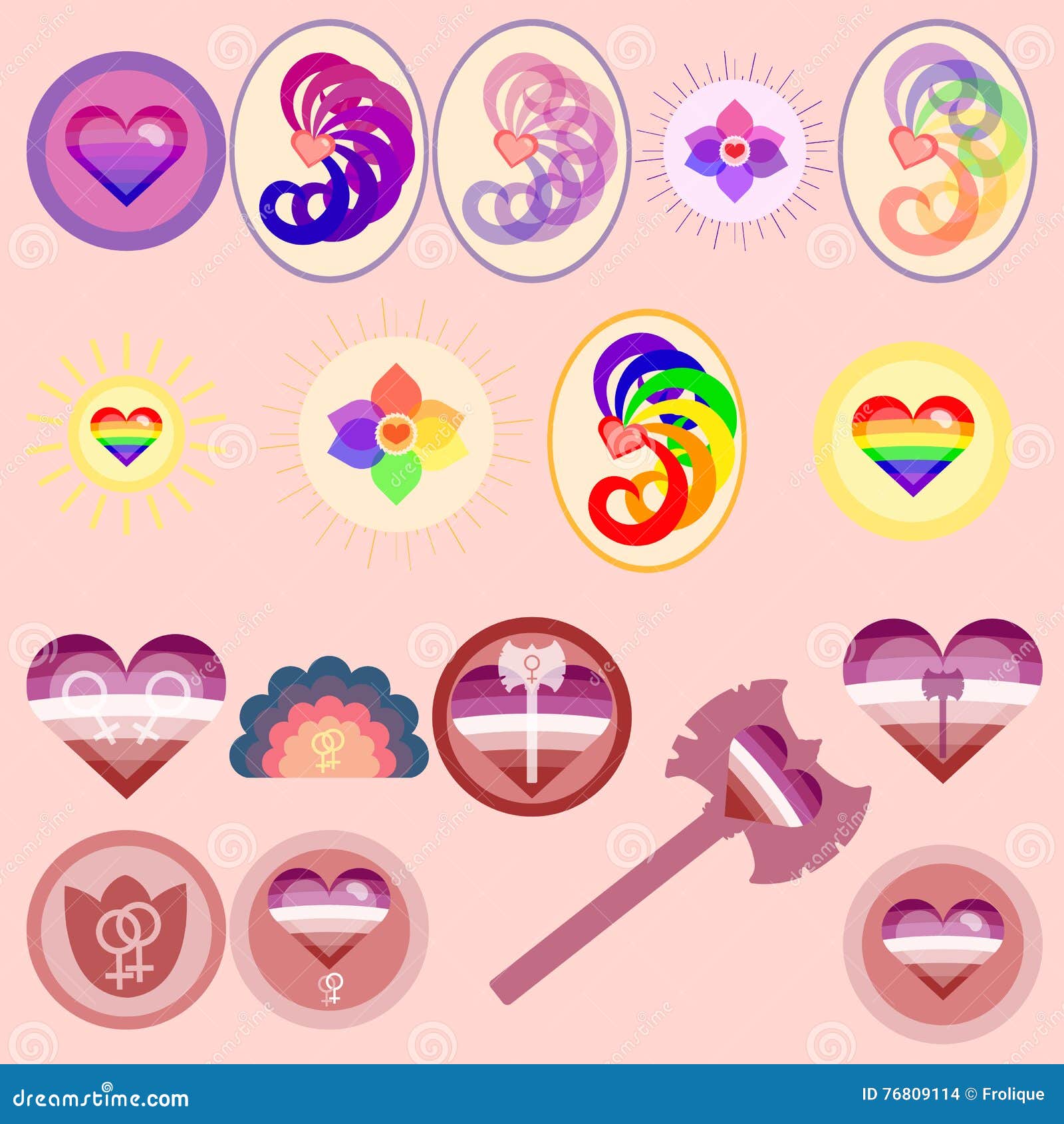 Big lgbt symbols set stock vector. Illustration of homosexual - 76809114