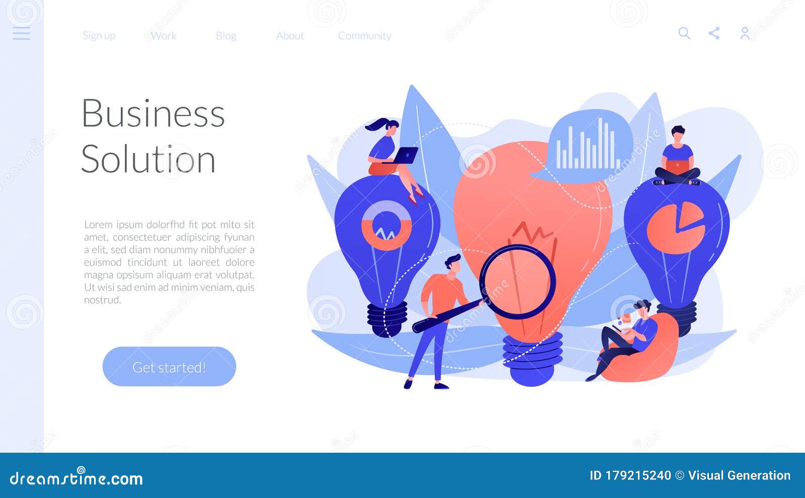 Business Solution Concept Landing Page. Stock Vector - Illustration of ...